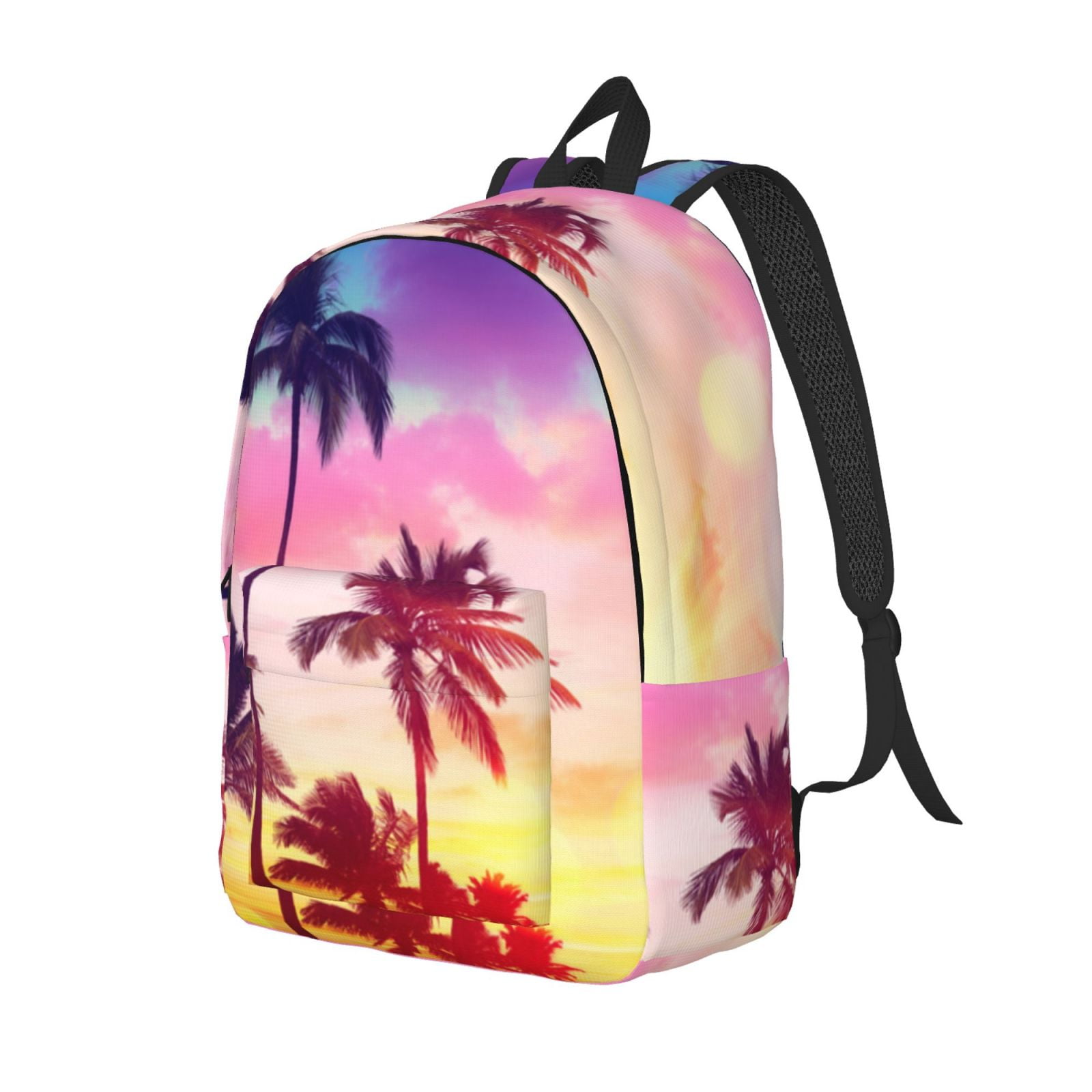 Ratiio Tropical Palm Tree at Sunset Print Canvas Backpack for Women ...