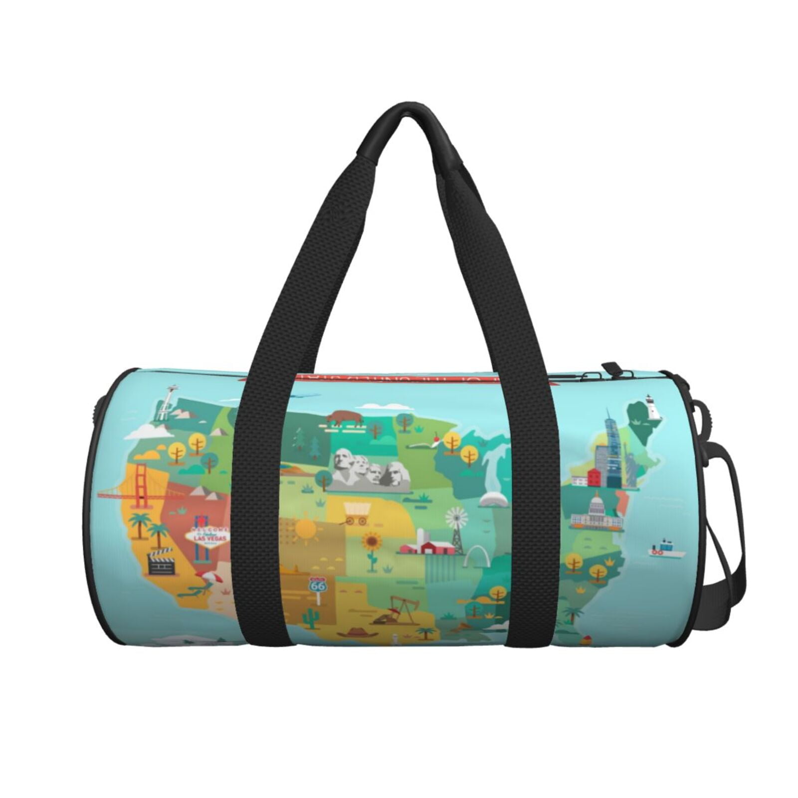 Ratiio USA Tourist Map Pattern Foldable Sports Gym Bag with Wet Dry ...