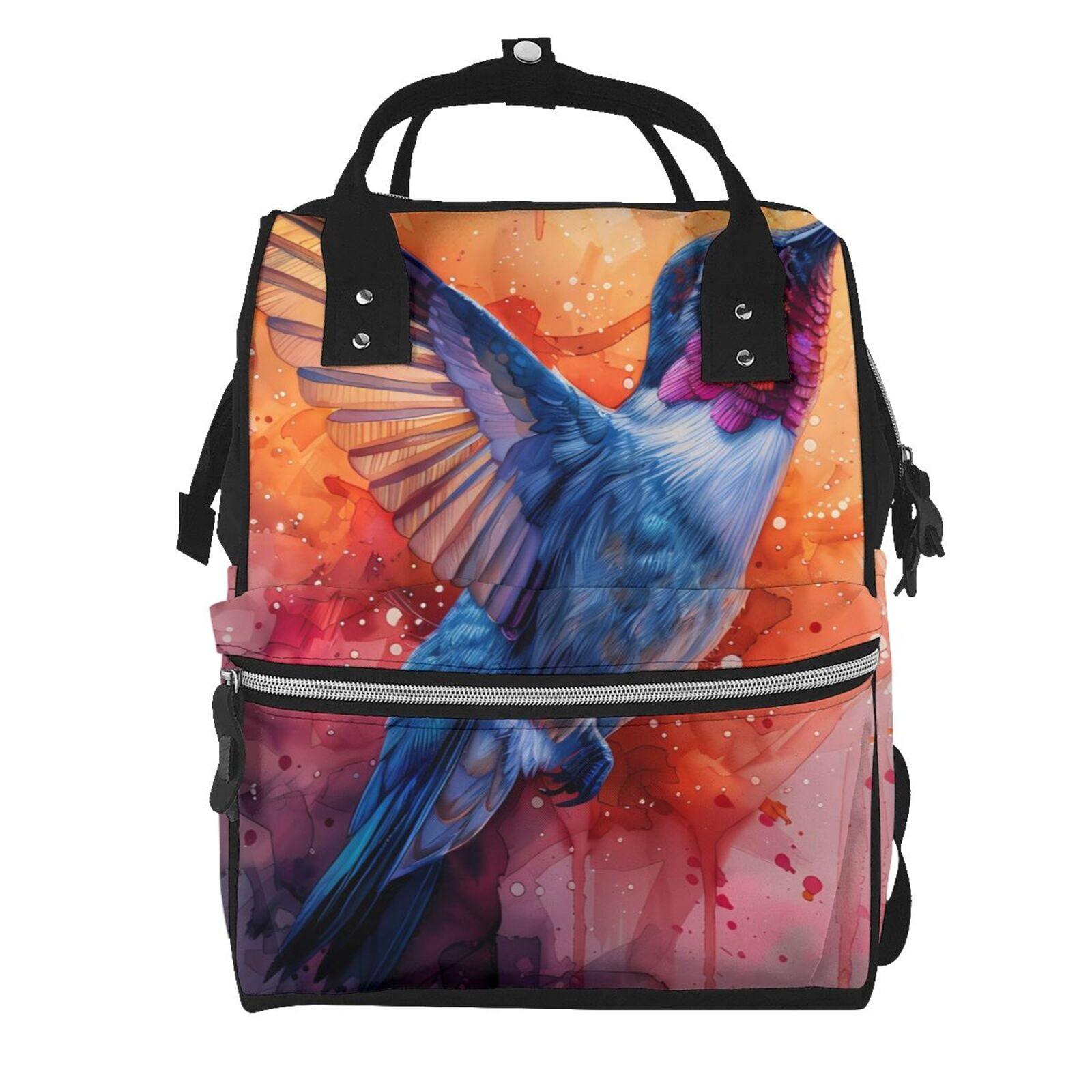 Ratiio Vibrant Hummingbird Watercolor Art Mummy Backpack - Waterproof ...