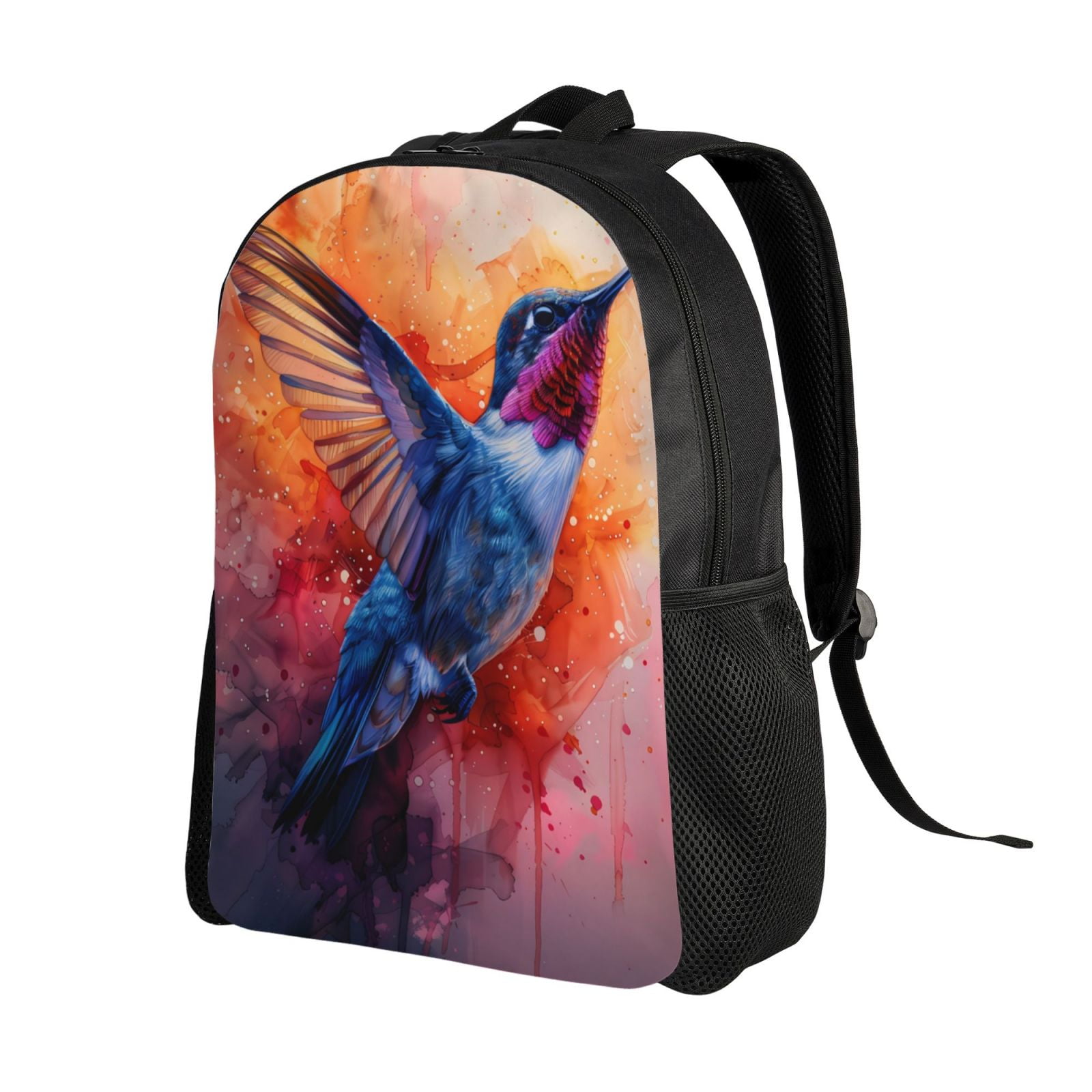 Ratiio Vibrant Hummingbird Watercolor Art Print Backpack with Padded 15 ...