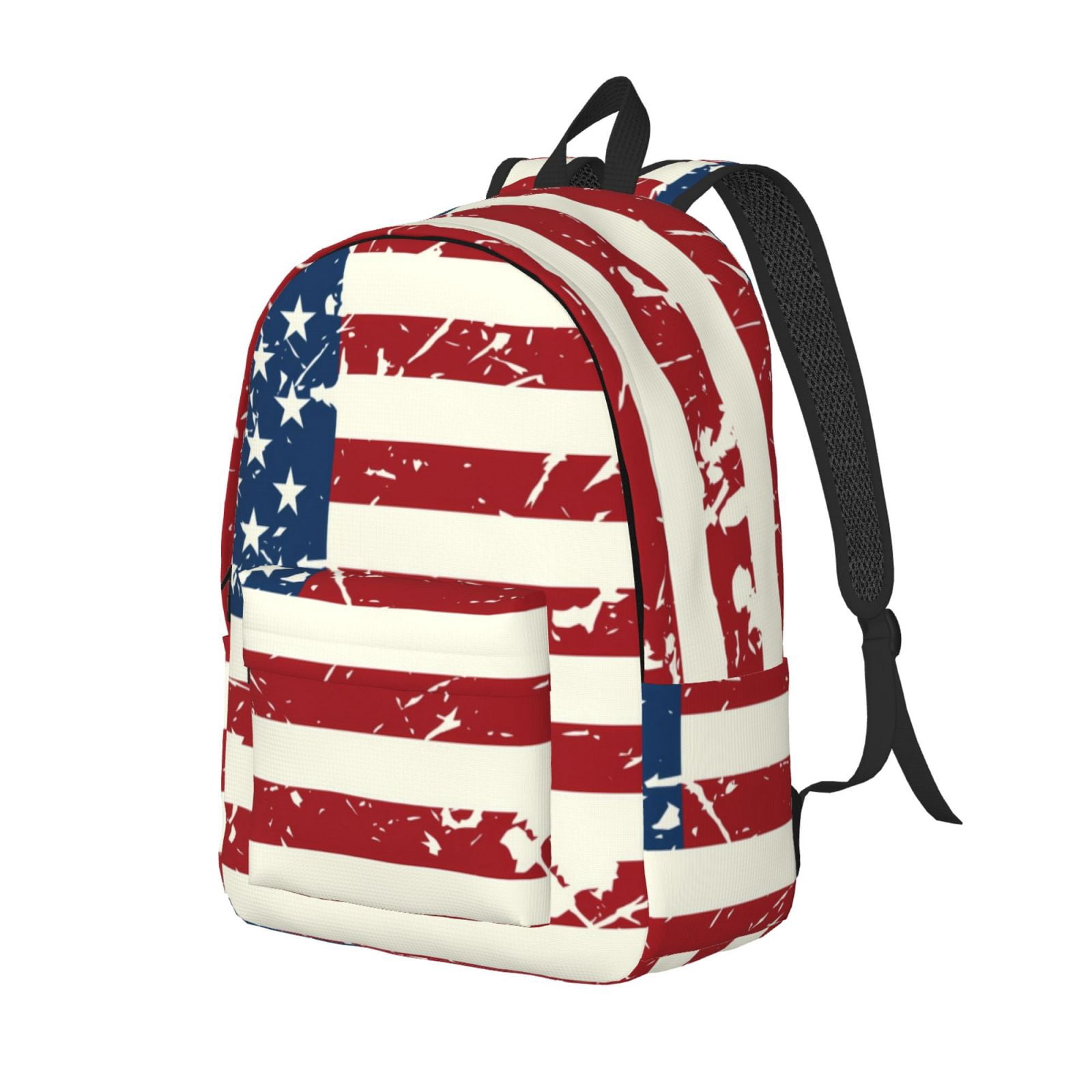 Ratiio Vintage American Flag Print Canvas Backpack for Women & Men ...