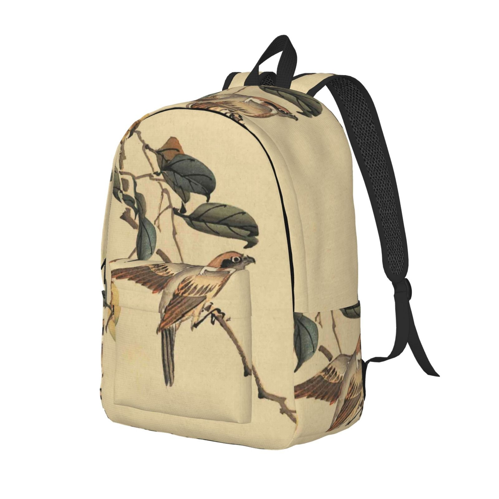 Ratiio Vintage Bird Print Canvas Backpack for Women & Men Retro ...