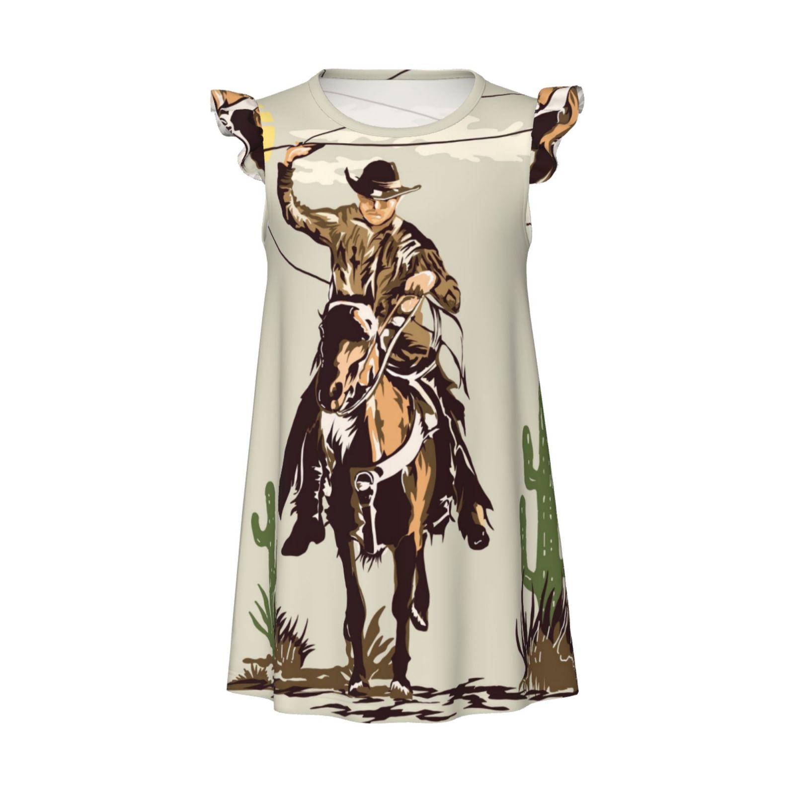 Ratiio Vintage Cowboy Riding Horse Print Girls Nightgowns, Princess ...