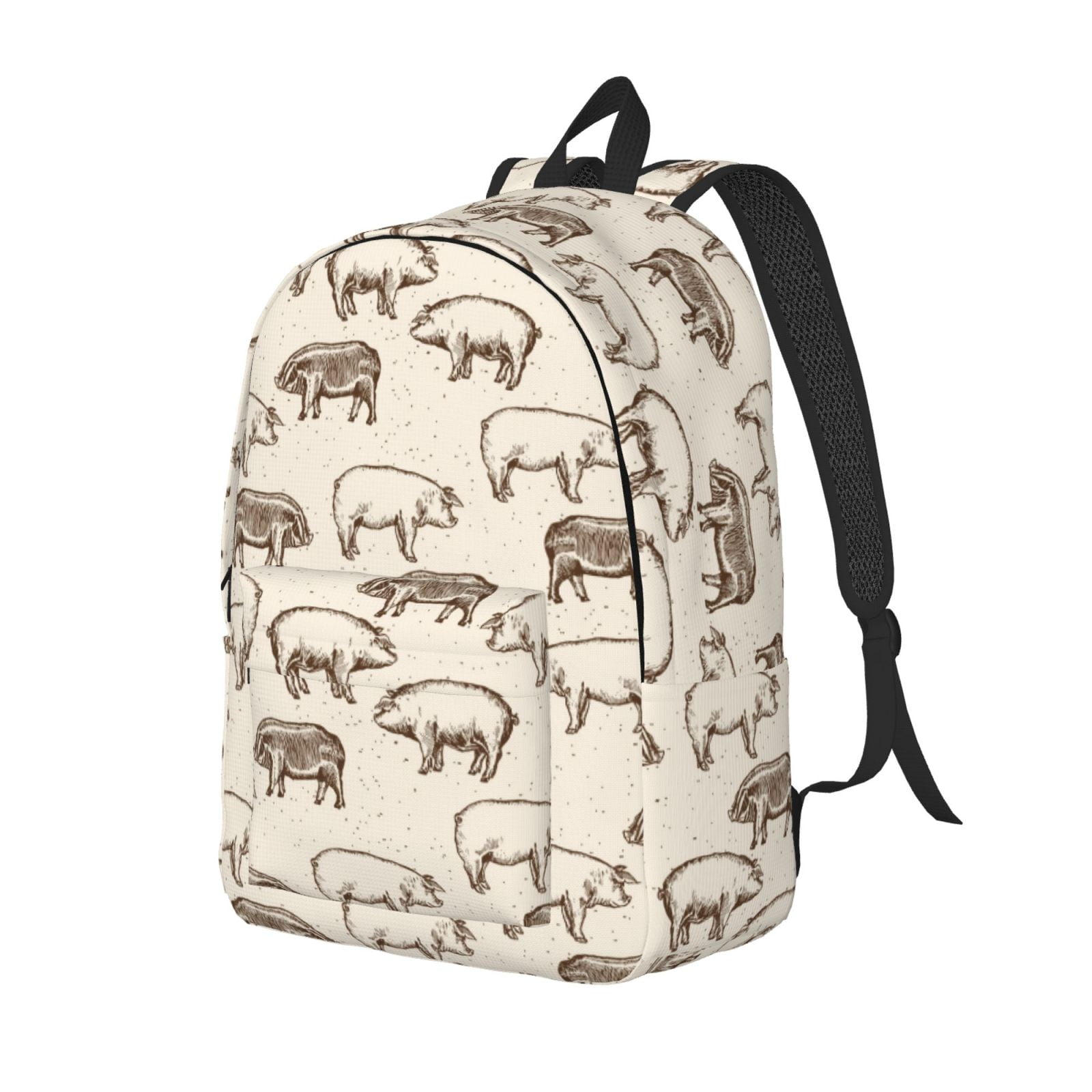Ratiio Vintage Farm Pigs Print Canvas Backpack for Women & Men Retro ...
