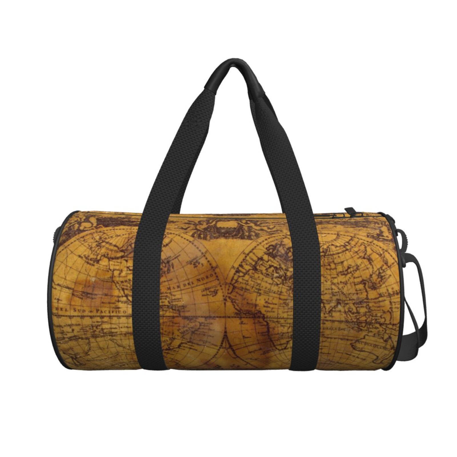 Ratiio Vintage Map Pattern Foldable Sports Gym Bag with Wet Dry Pocket ...