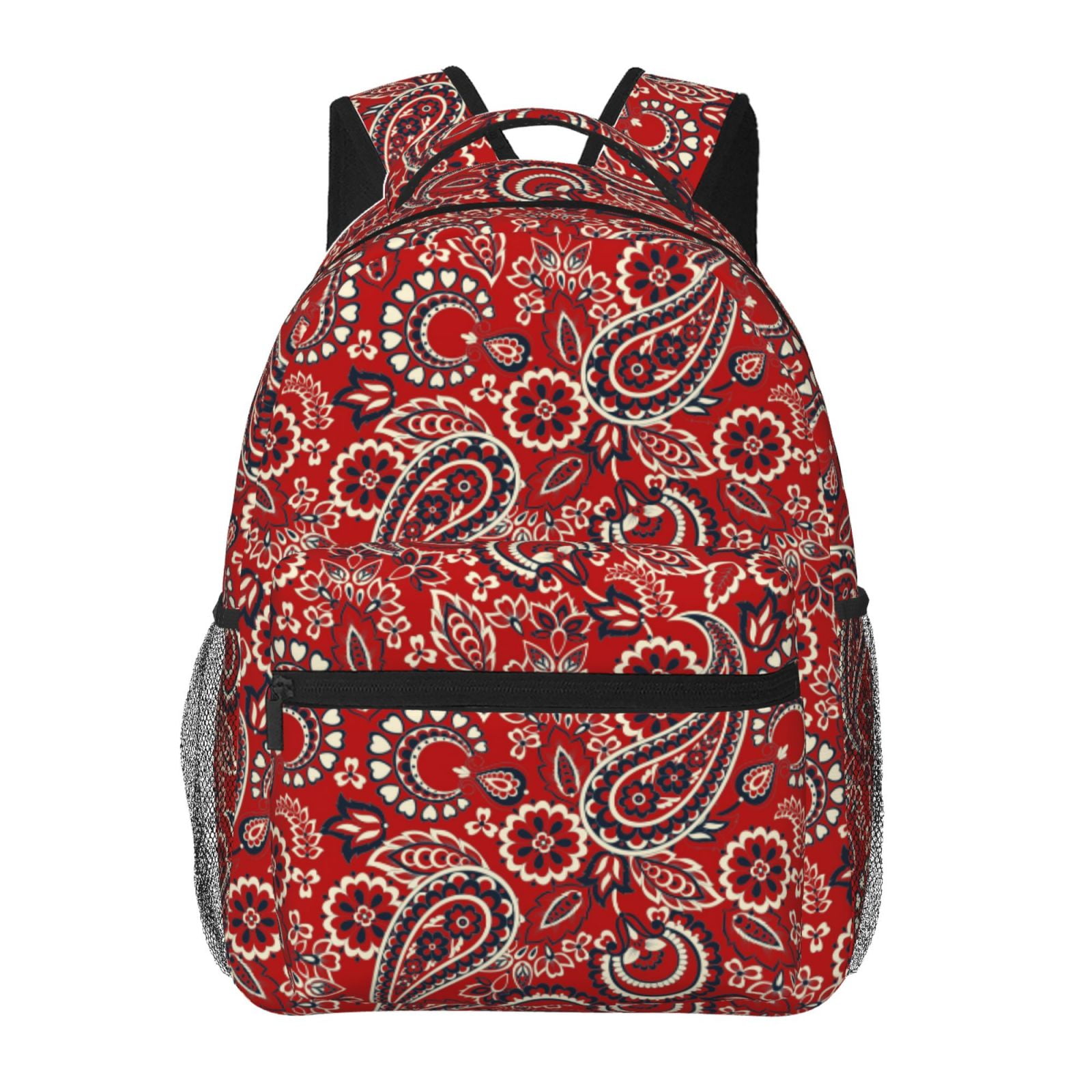 Ratiio Vintage Red Paisley Print Eco-Friendly Casual Backpack, Water ...
