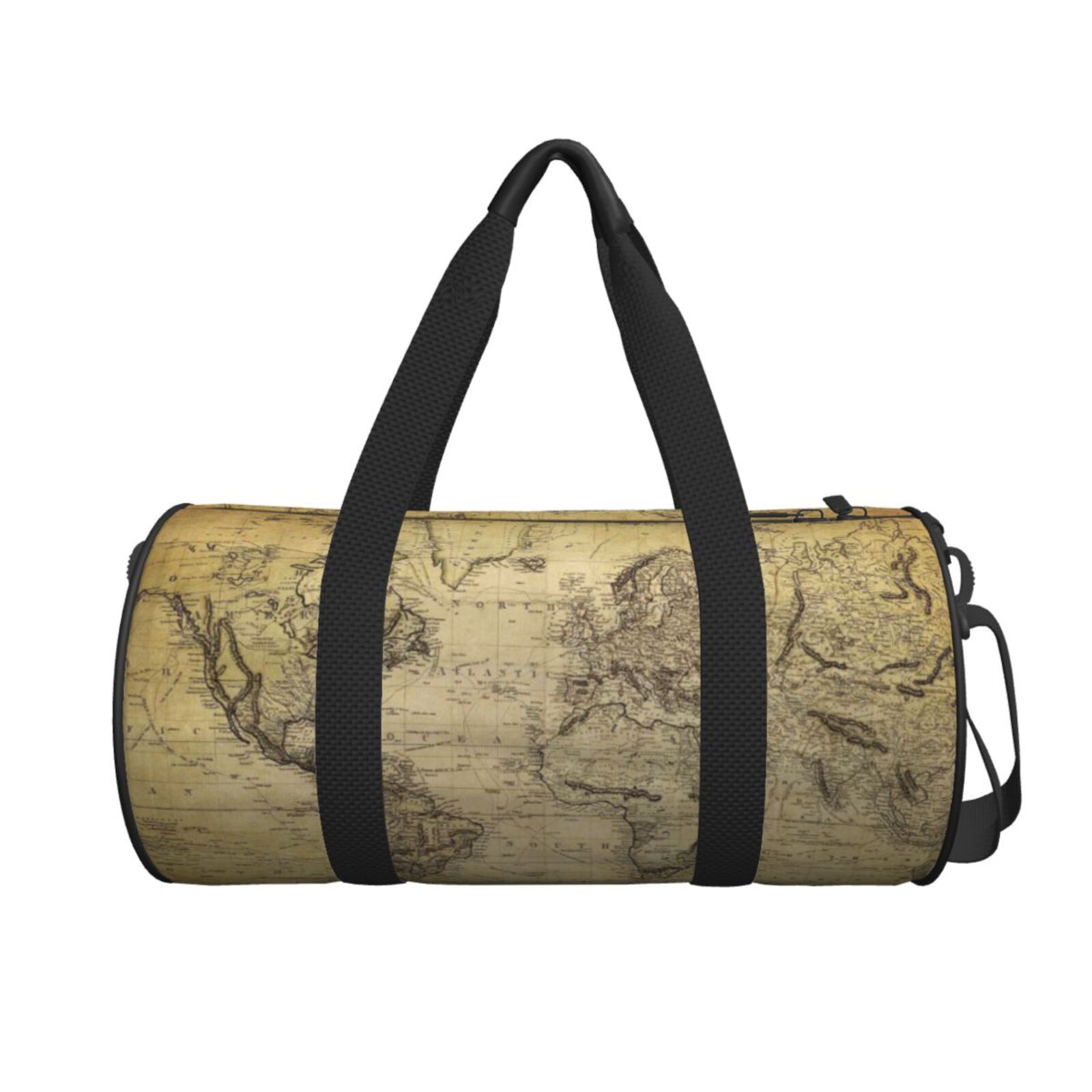 Ratiio Vintage World Map Pattern Foldable Sports Gym Bag with Wet Dry ...