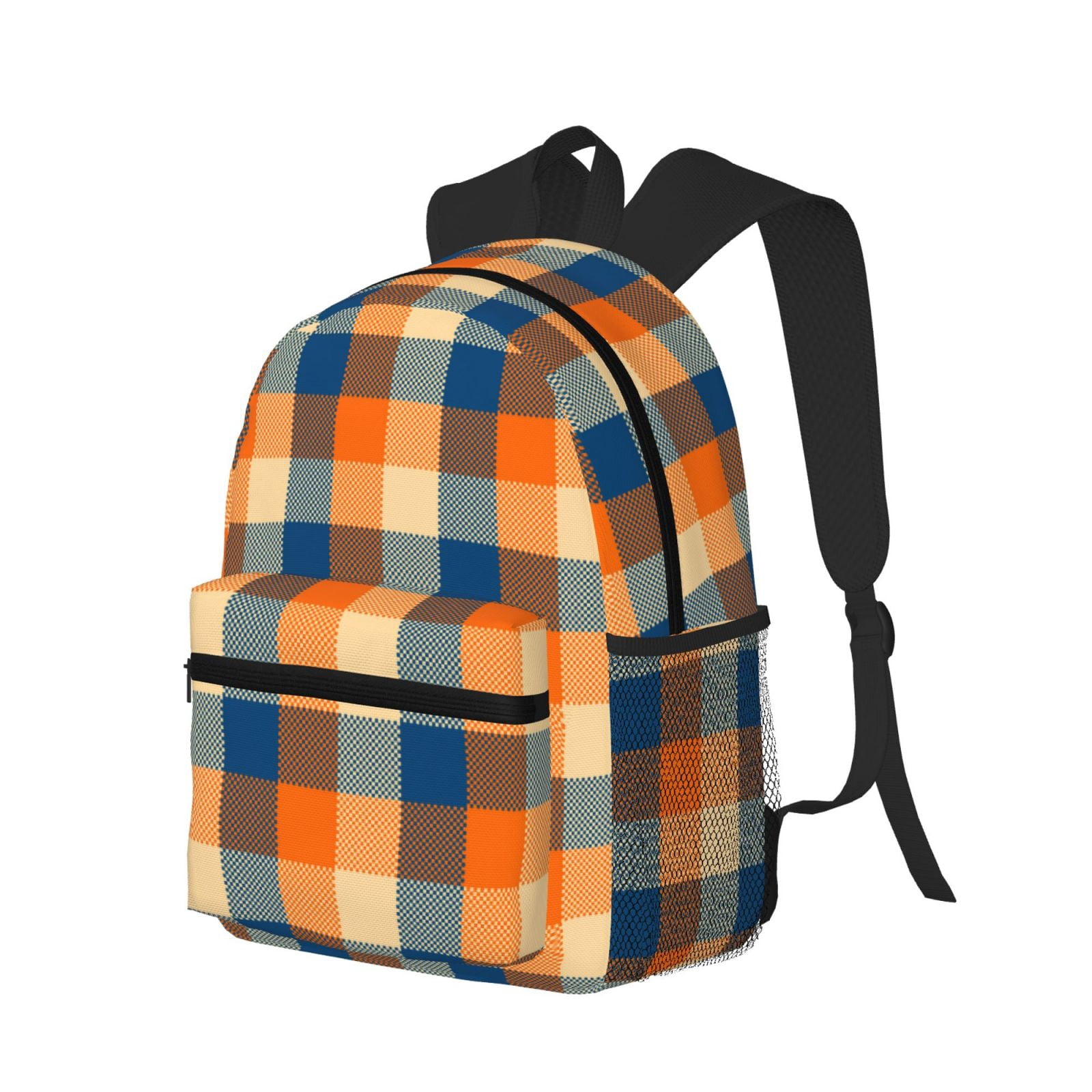 Ratiio Warm Orange Plaid Print Casual Backpack for Men and Women, Water ...