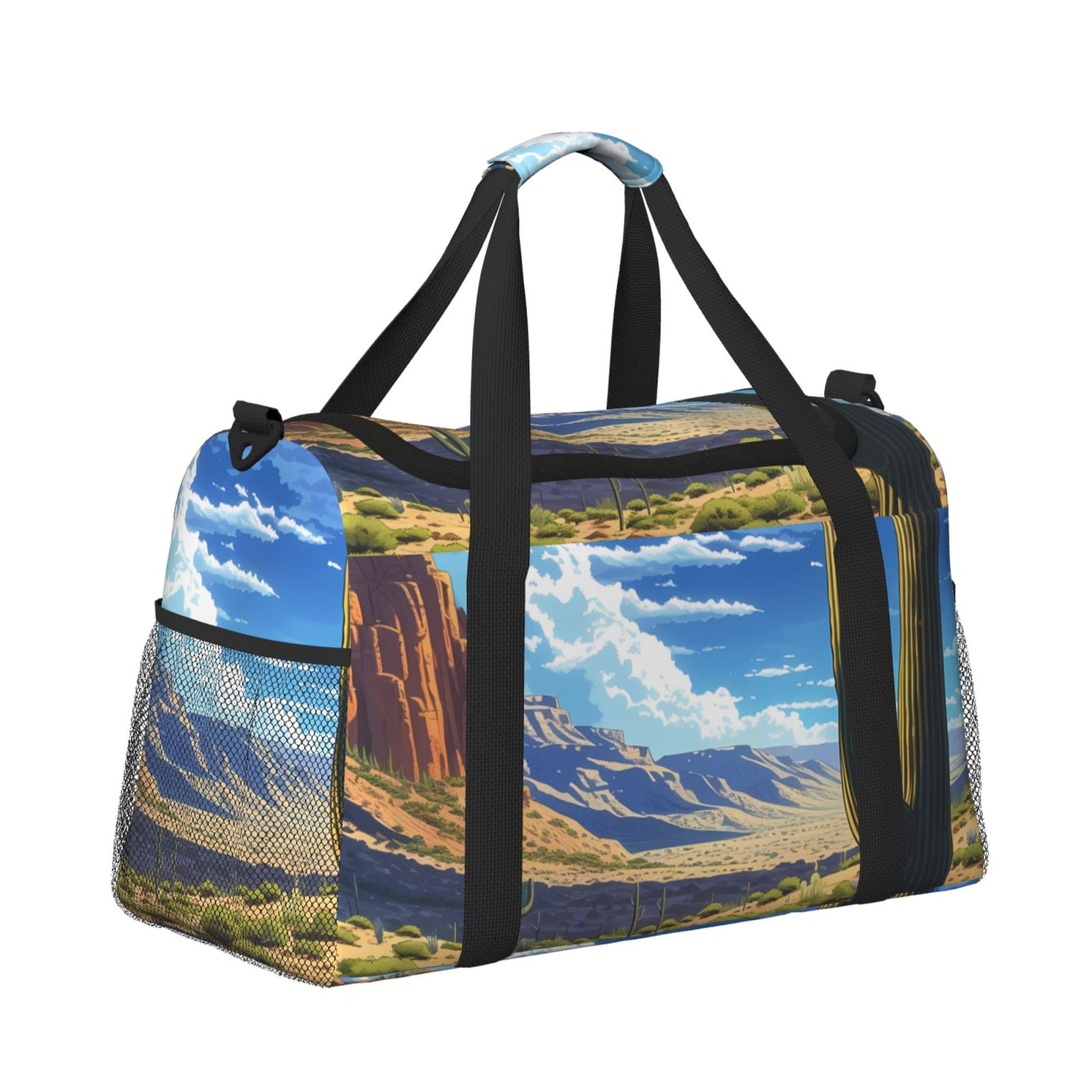 Ratiio Western Desert Cactus Pattern Hand Travel Bag, Weekender Carry ...