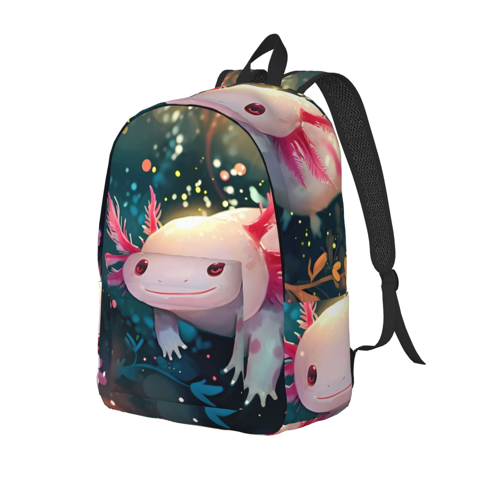Ratiio Whimsical Axolotl Fantasy Print Canvas Backpack for Women & Men ...