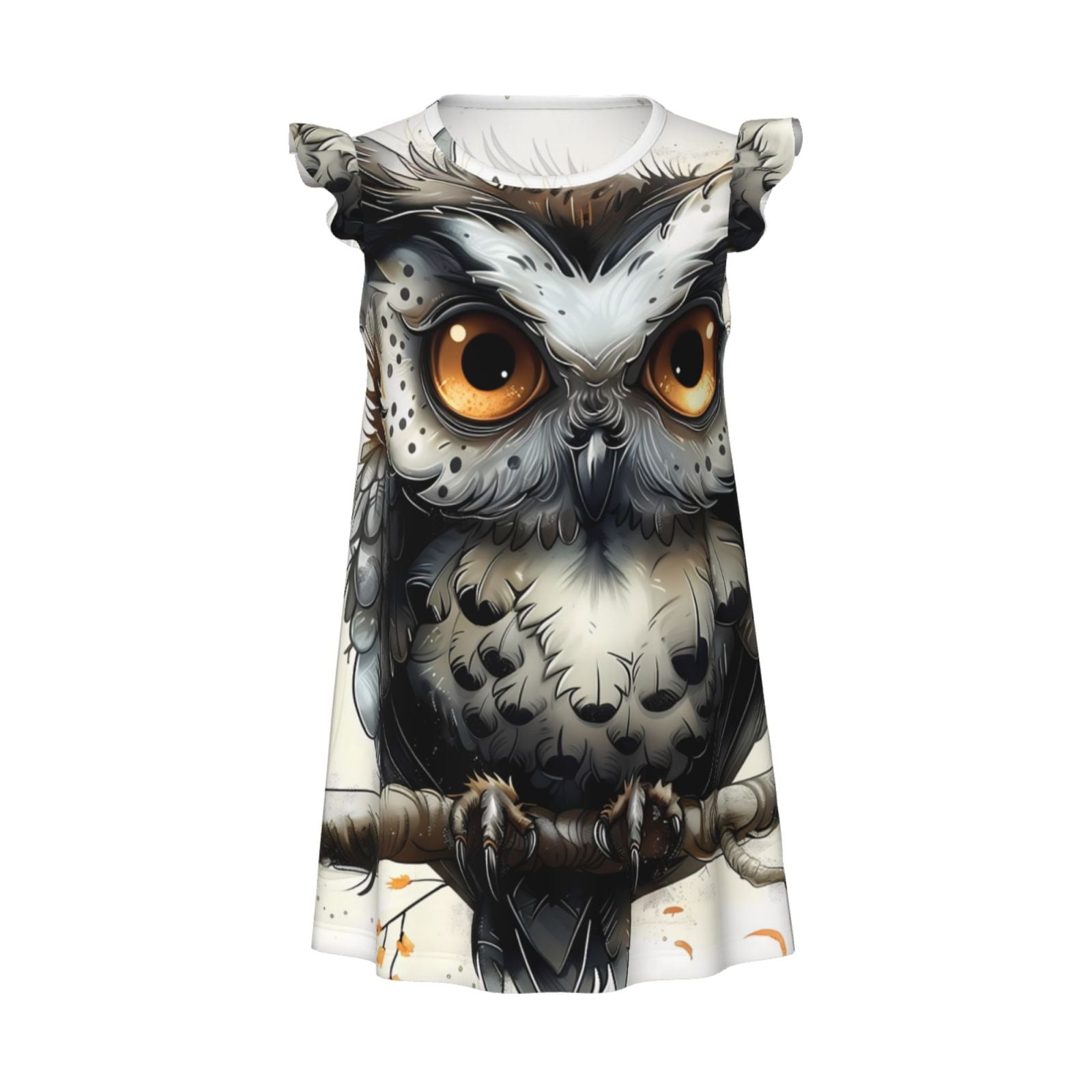 Ratiio Whimsical Owl On Branch Print Girls Nightgowns, Princess Pajama ...