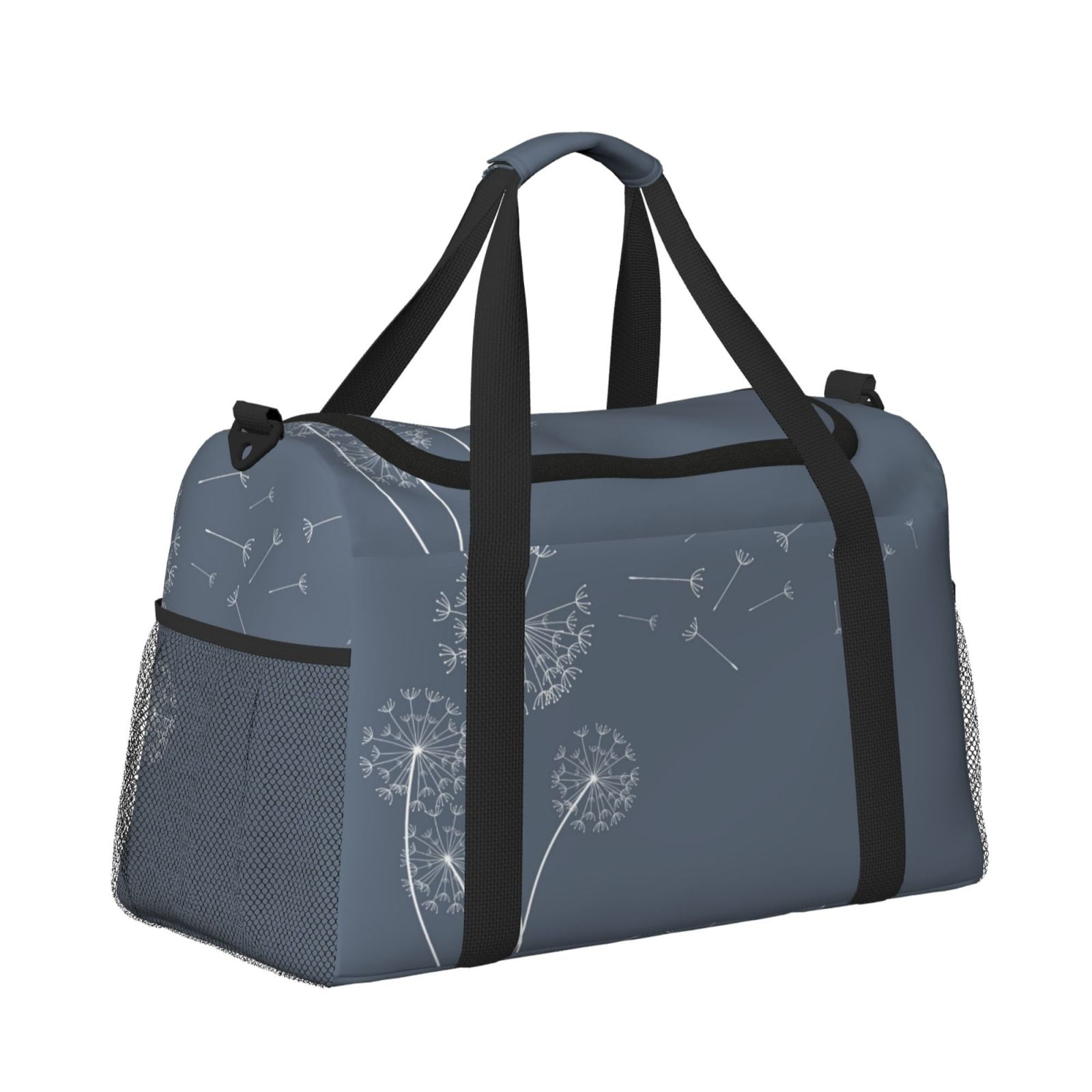 Ratiio White Dandelion Pattern Hand Travel Bag, Weekender Carry On for ...
