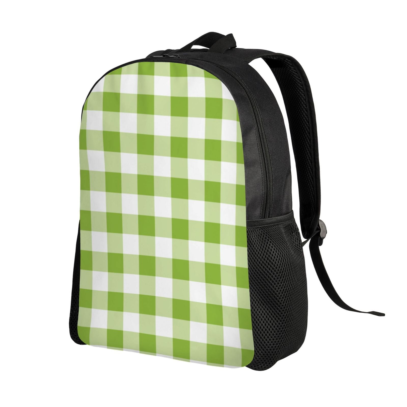 Ratiio White Green Plaid Print Backpack with Padded 15-inch Laptop ...