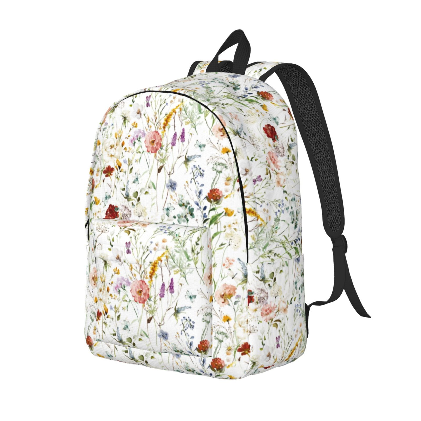 Ratiio Wildflower Watercolor Print Canvas Backpack for Women & Men ...