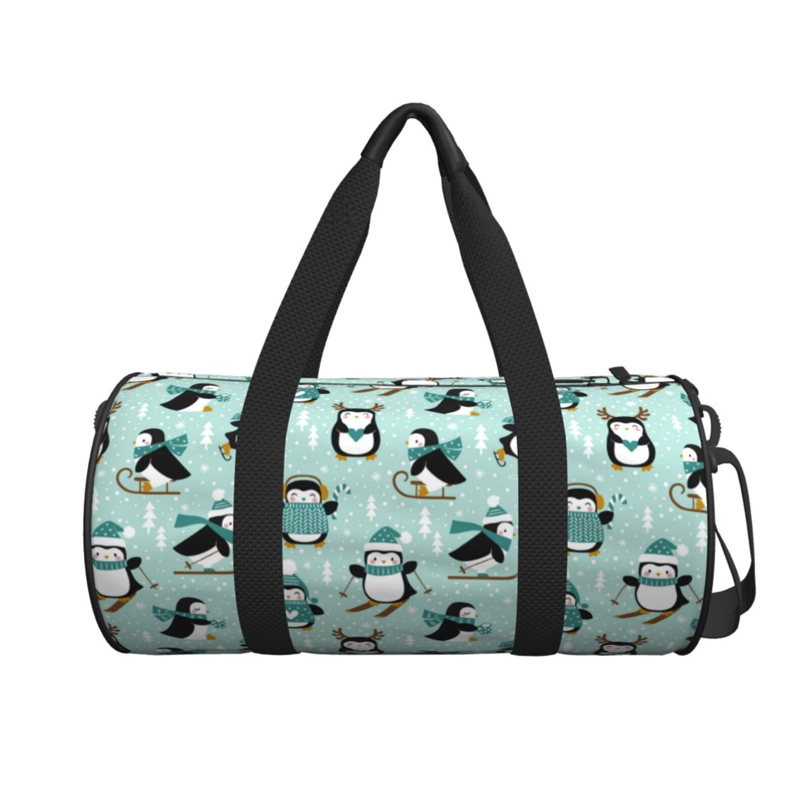 Ratiio Winter Skiing Penguin Pattern Foldable Sports Gym Bag with Wet ...