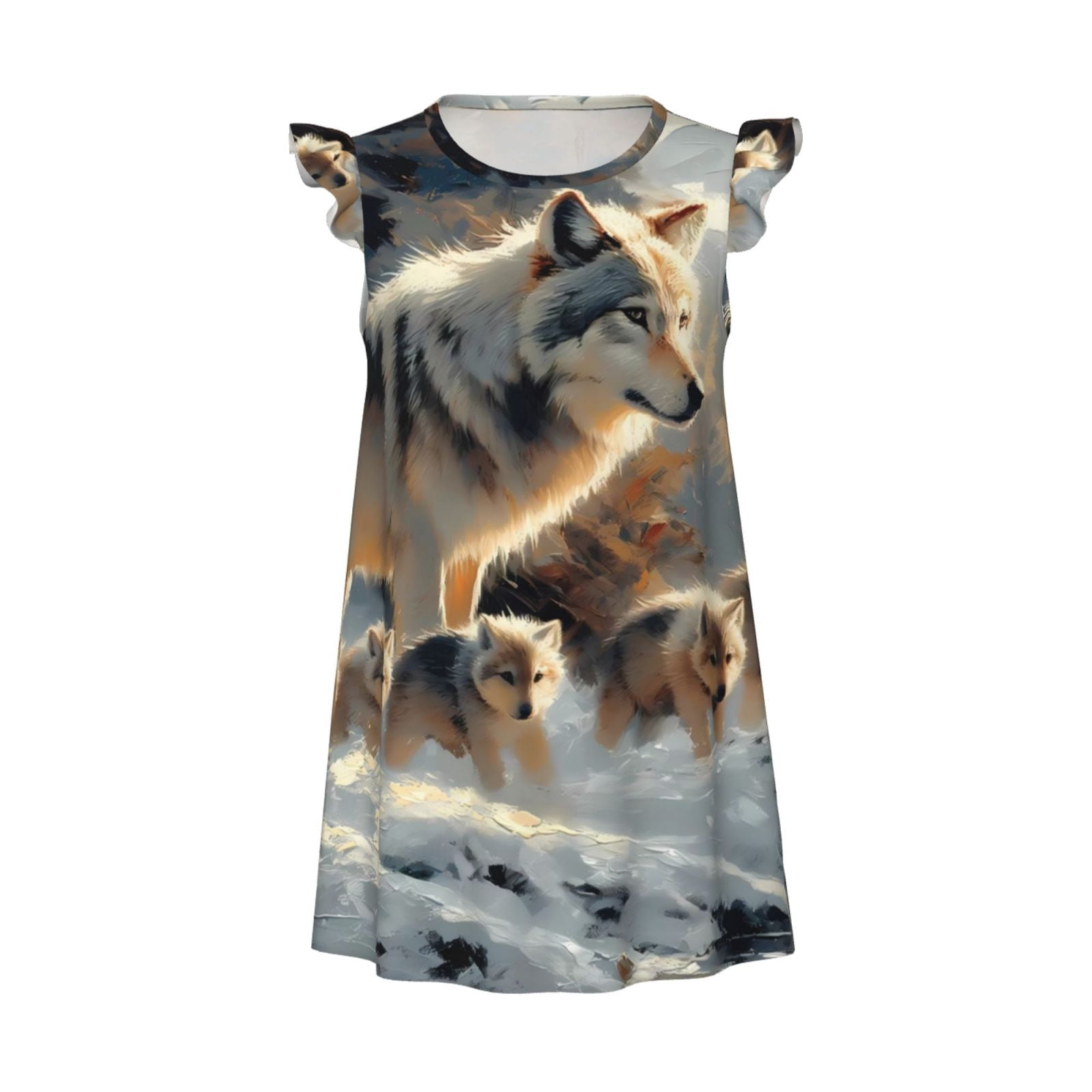 Ratiio Wolf Family Winter Wonderland Print Girls Nightgowns, Princess ...