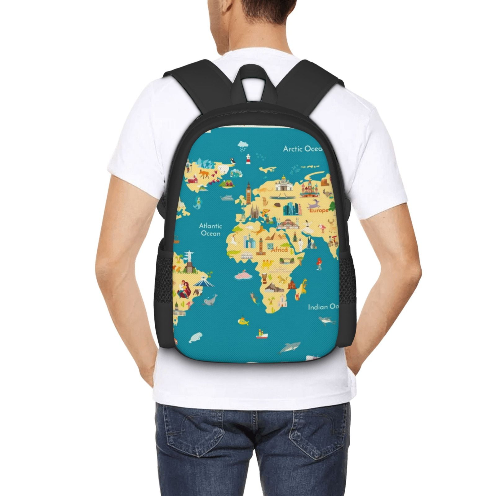 Ratiio World Map With Landmarks Backpack for Men and Women - Durable ...