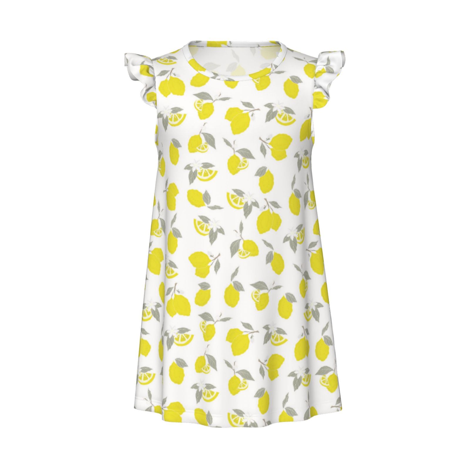 Ratiio Yellow Lemon Leaves Print Girls Nightgowns, Princess Pajama ...
