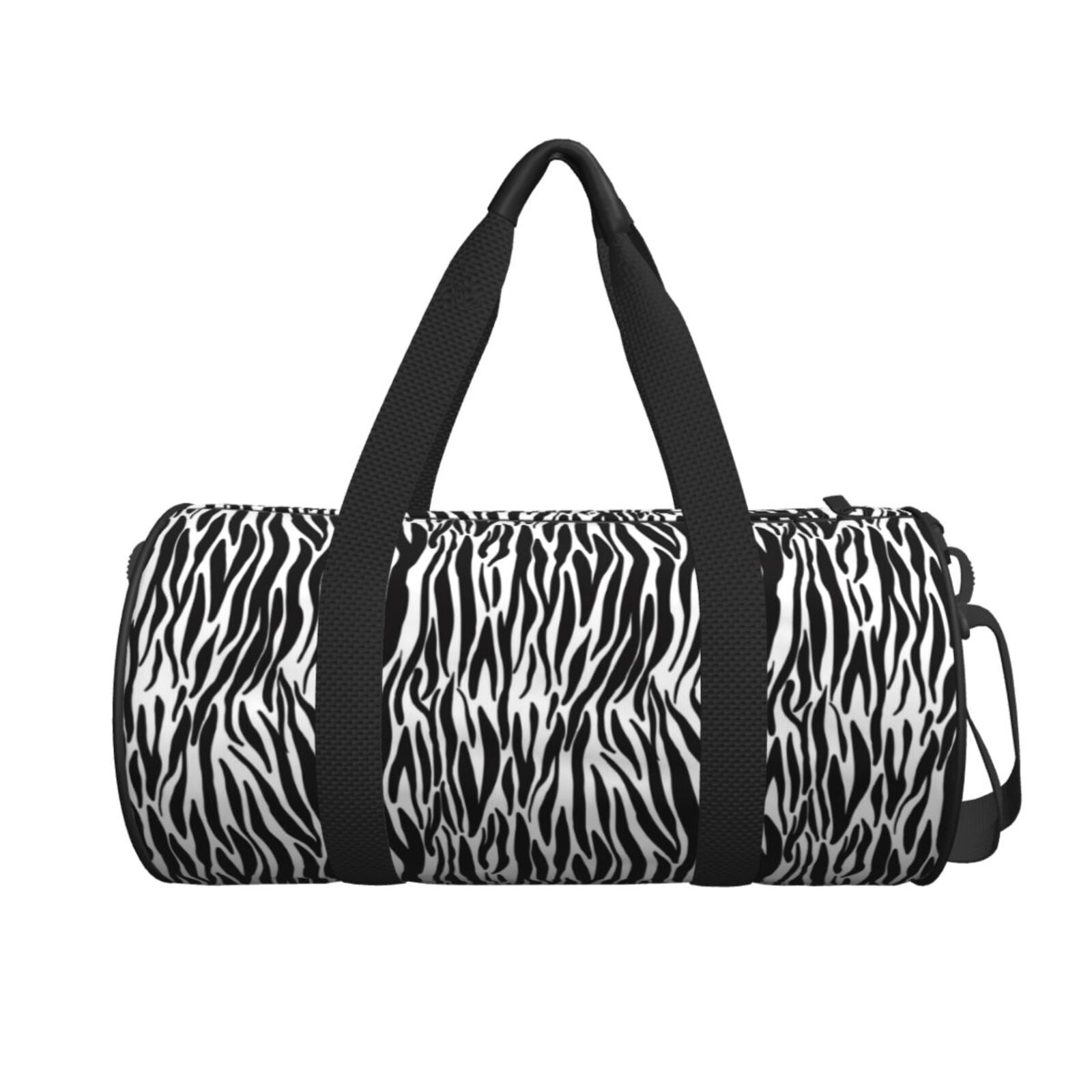Ratiio Zebra Pattern Foldable Sports Gym Bag with Wet Dry Pocket ...