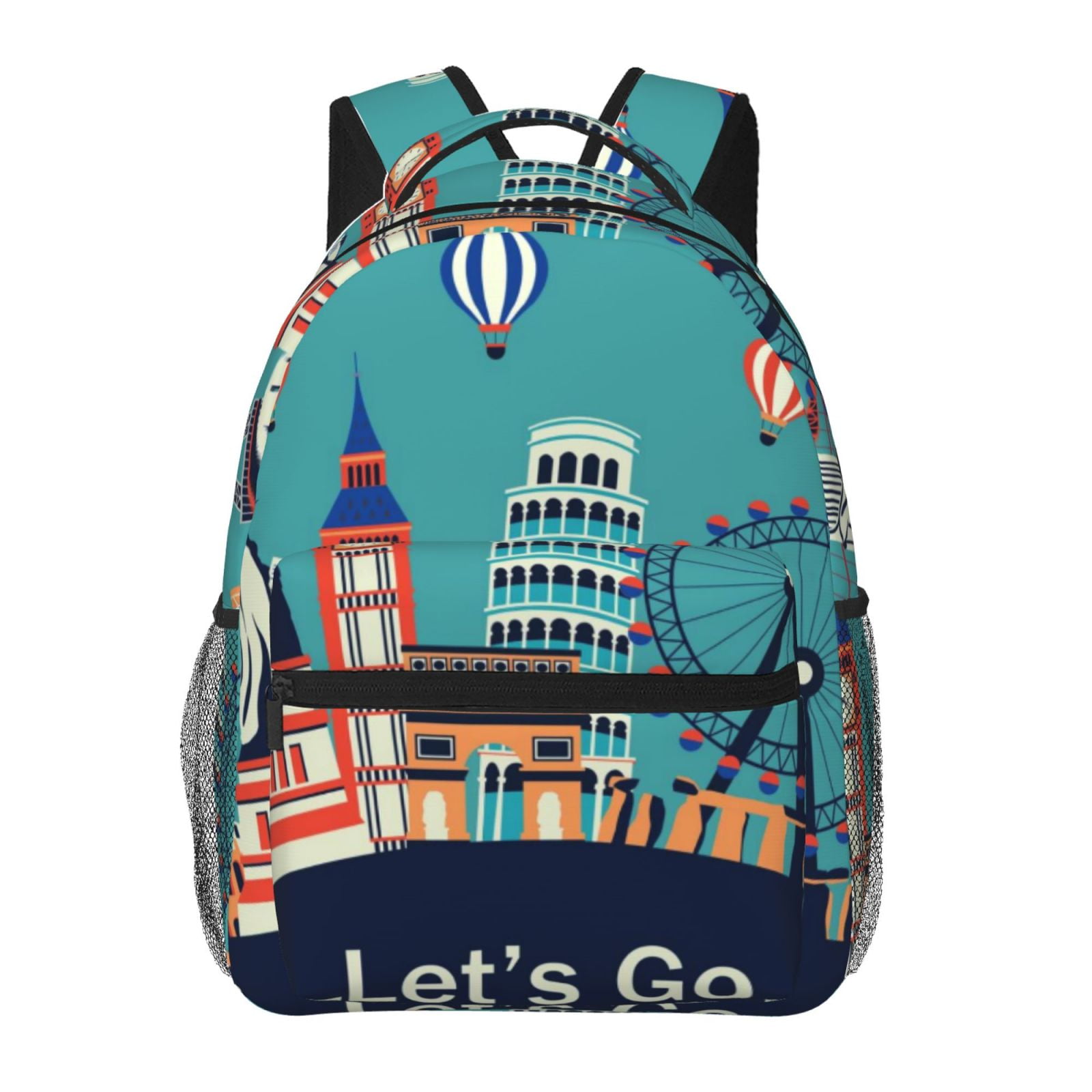 Ratiio Let's go Travel Print Eco-Friendly Casual Backpack, Water ...