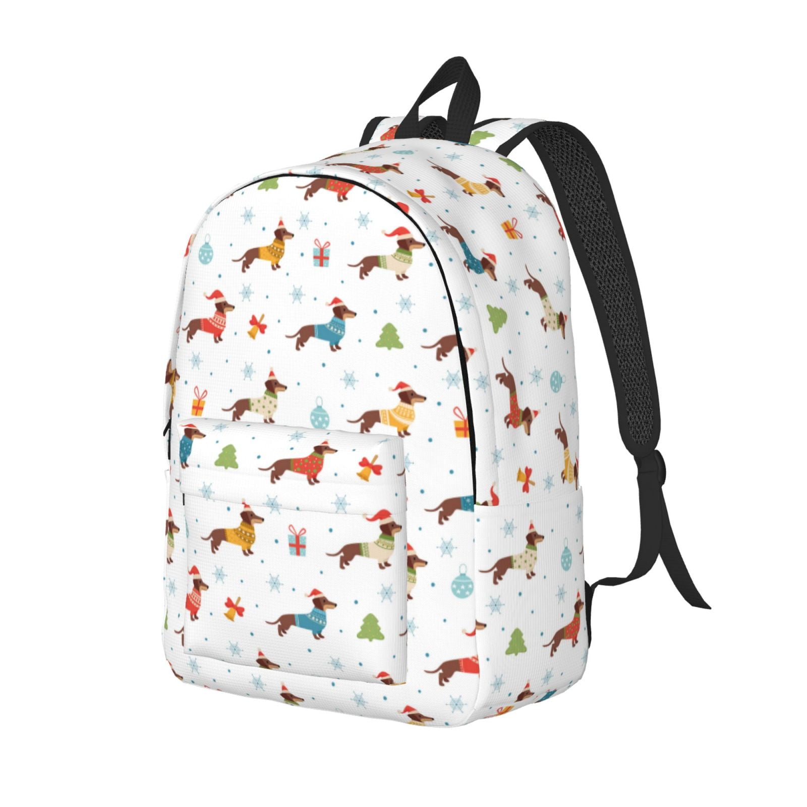 Ratiio winter Snowflake Dachshund Print Canvas Backpack for Women & Men ...