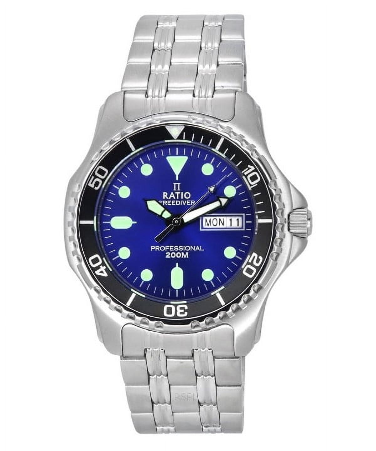 Ratio FreeDiver Professional Sapphire Sunray Blue Dial Quartz 36JL140 ...