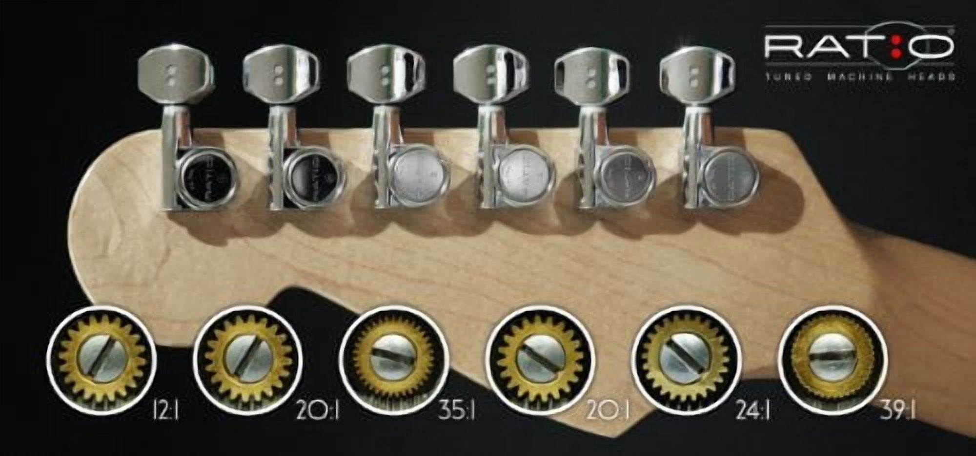 - Ratio Machine Heads - Electric Guitar 6 Inline Classic 2 Pin Chrome ...