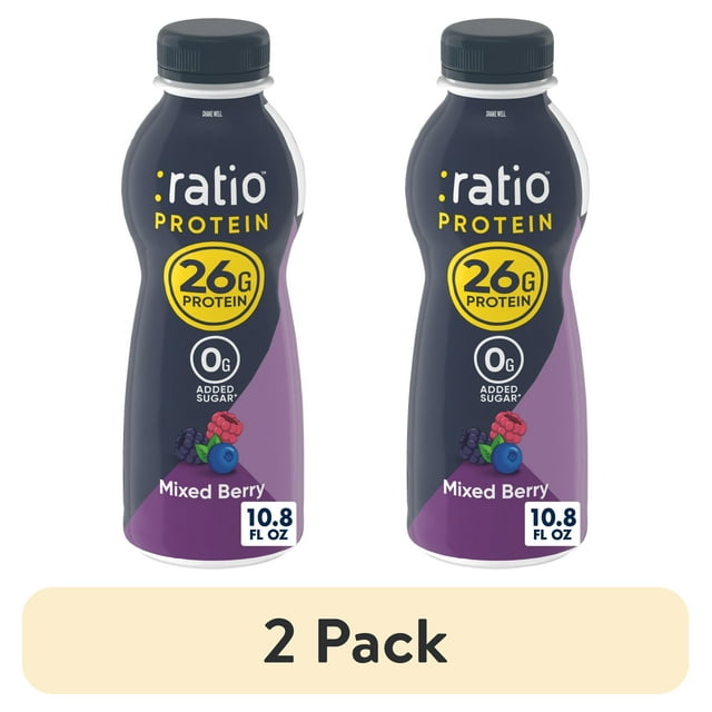 (2 pack) Ratio Protein Dairy Drink, Mixed Berry, 26g Protein, 10.8 fl ...
