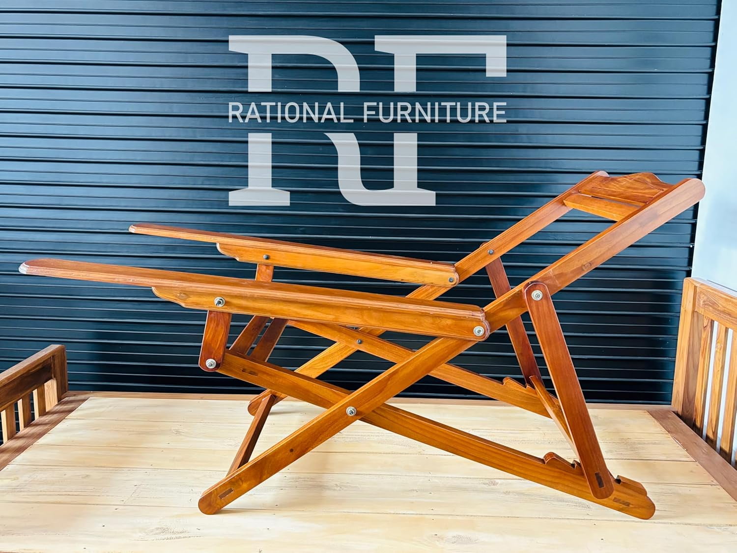 Rational Furniture Wooden Lounge Chair Adjustable Backrest 180 cm ...