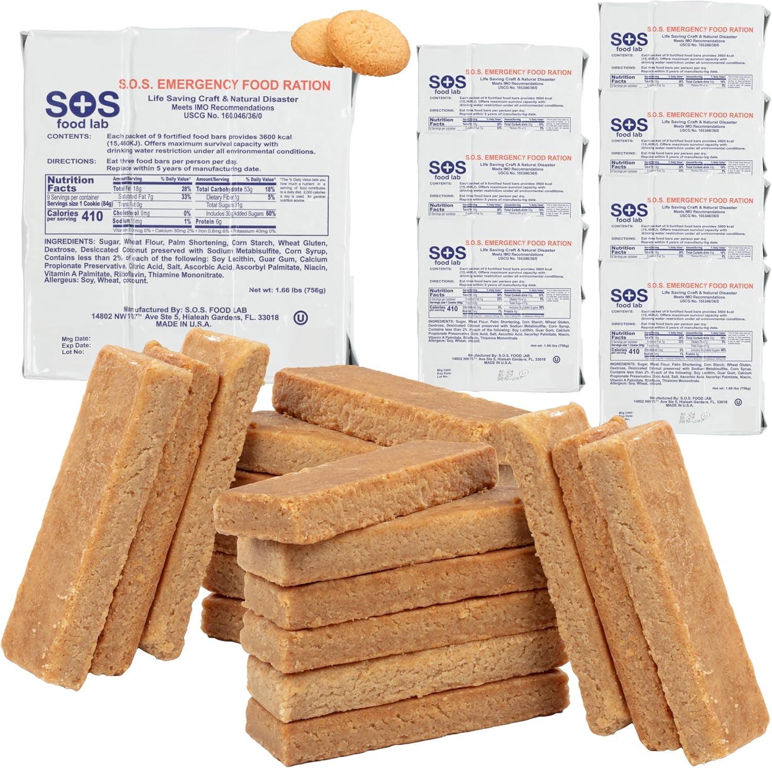 Rations Emergency 3600 Calorie Food Bar - 3 Day / 72 Hour Package with 5 Year Shelf Life- 8 ...