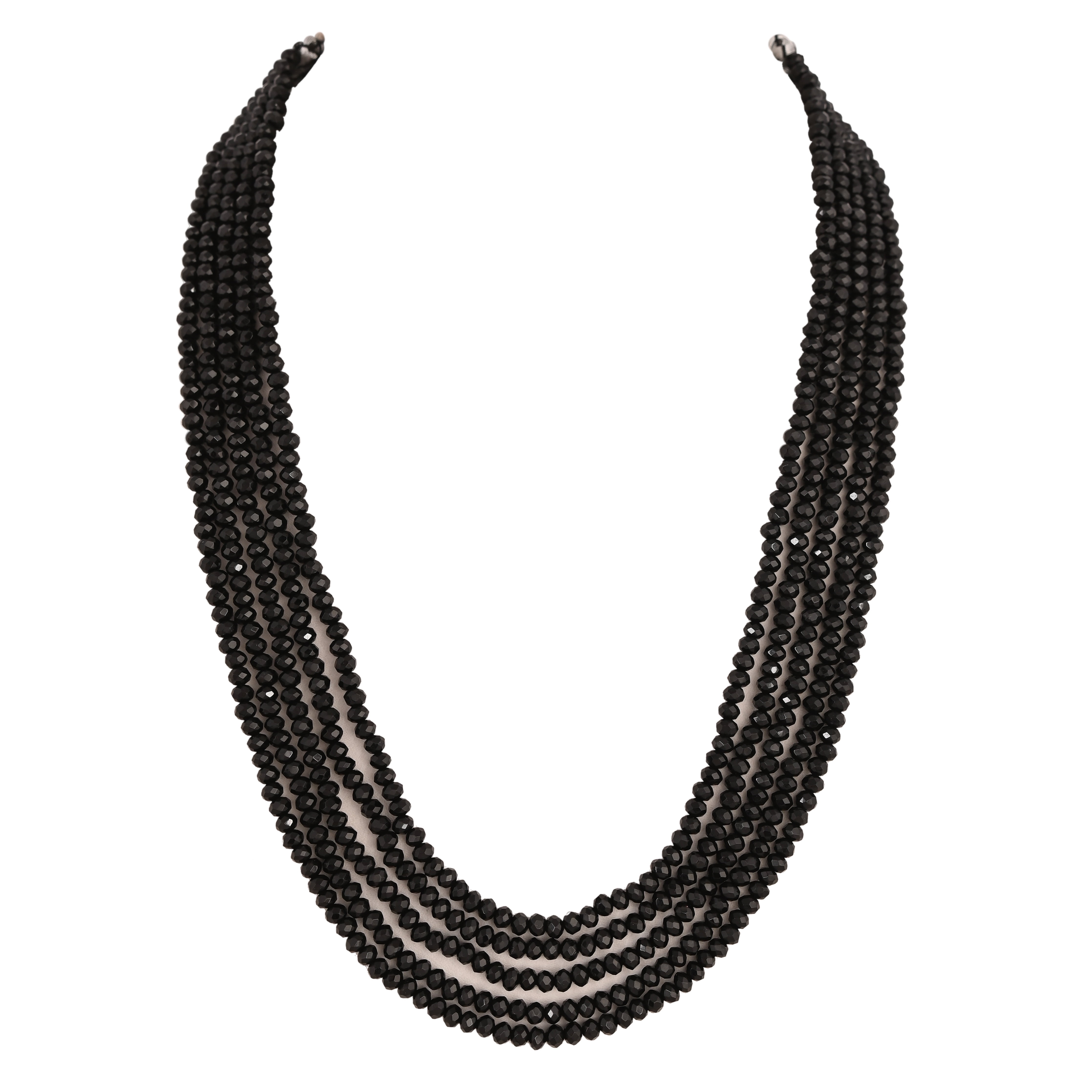 Ratnavali Jewels Black 5 Strand Quartz Stone Beaded Necklace For Women ...
