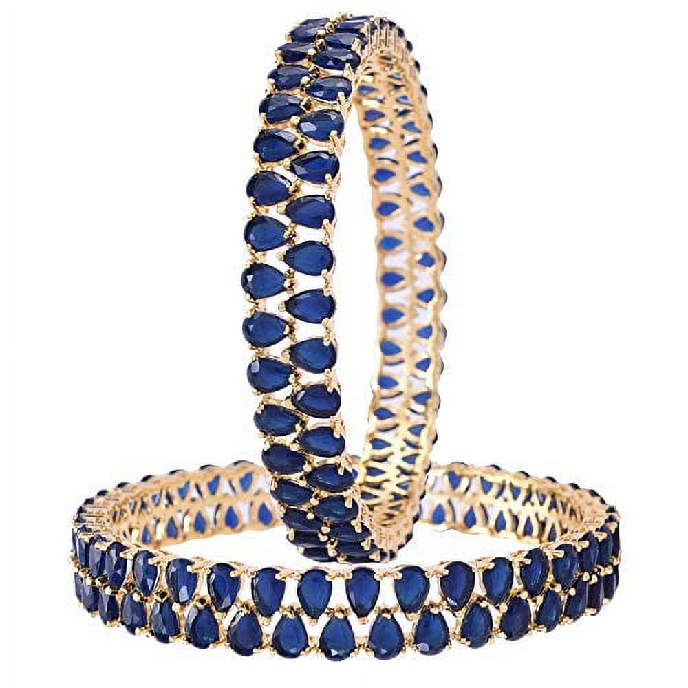 Ratnavali Jewels CZ Zirconia Gold Tone Blue Diamond Elegant Bollywood ...