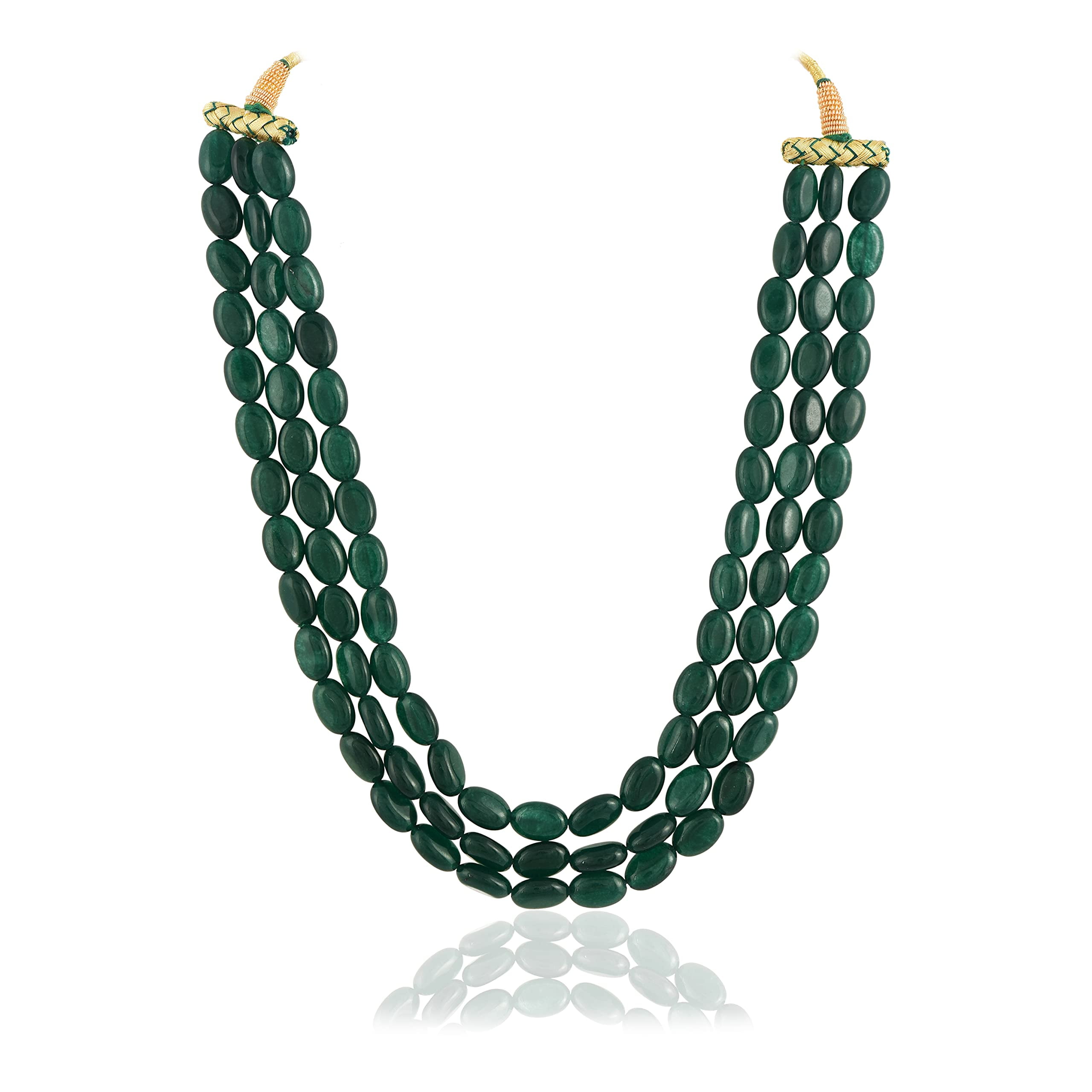 Ratnavali Jewels Green Quartz Triple Layer Beads Stone Strand Fashion ...