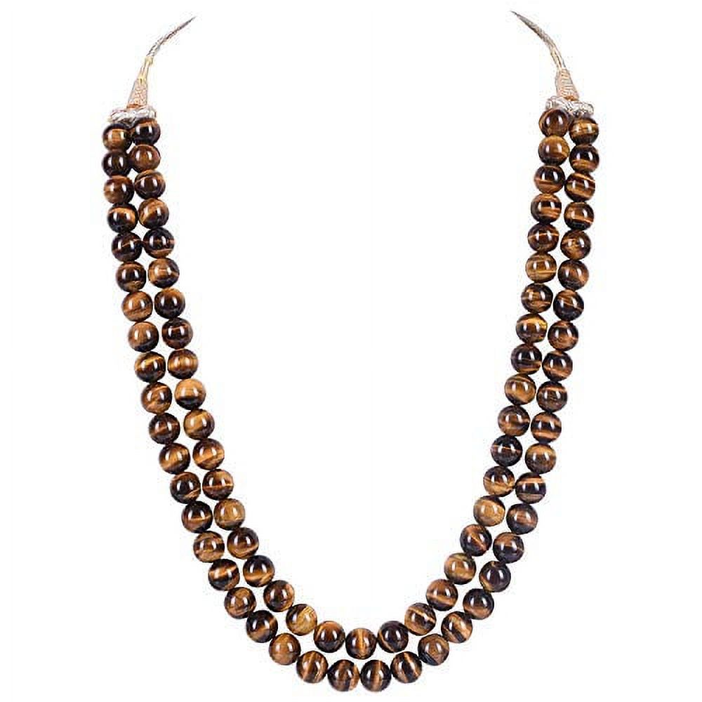 Ratnavali Jewels Necklace Brown Shade Agate Natural Stone Double Beads ...