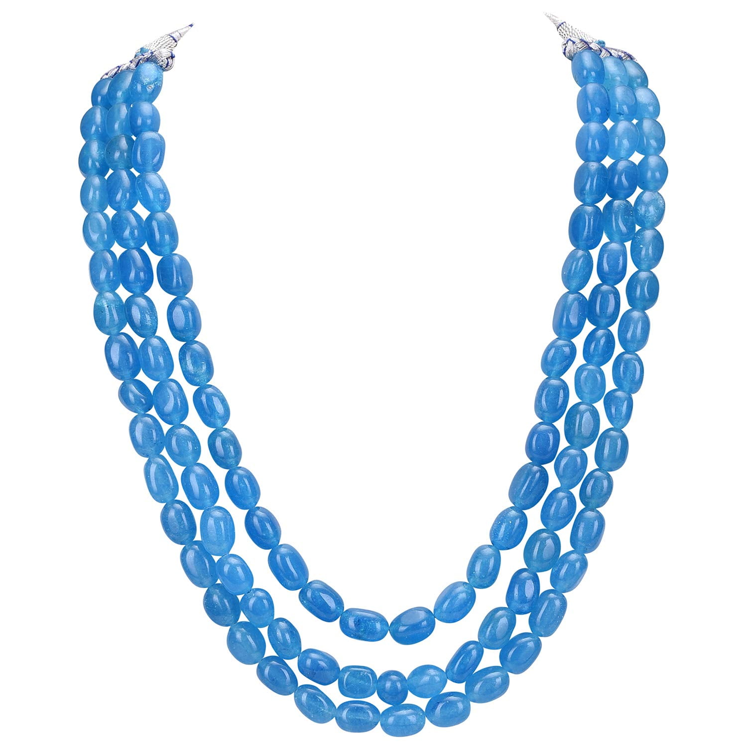 Ratnavali Jewels Quartz 3 Layer Strand Blue Beads Mala Party Wear ...