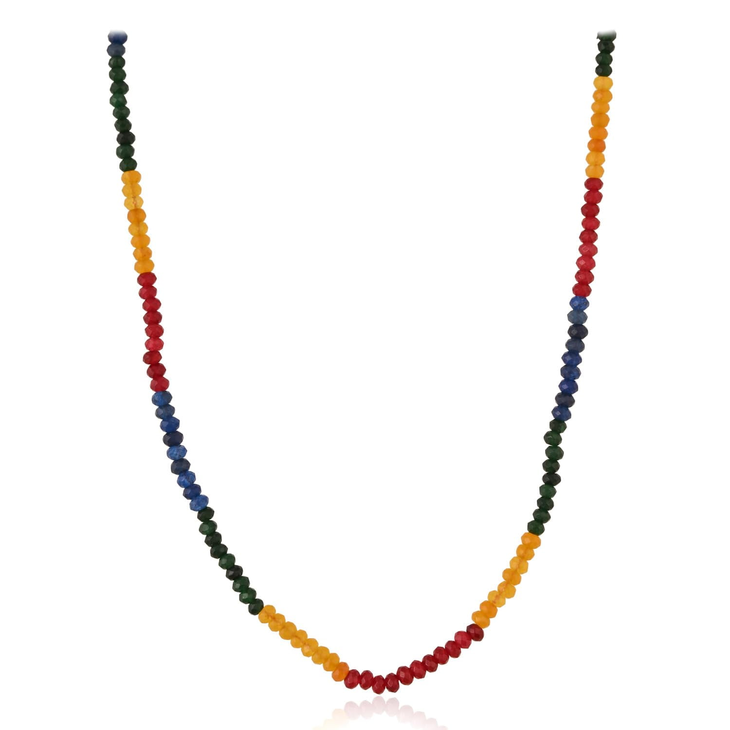 Ratnavali Jewels Ruby Emerald Sapphire color Multi Single Strand Quartz ...