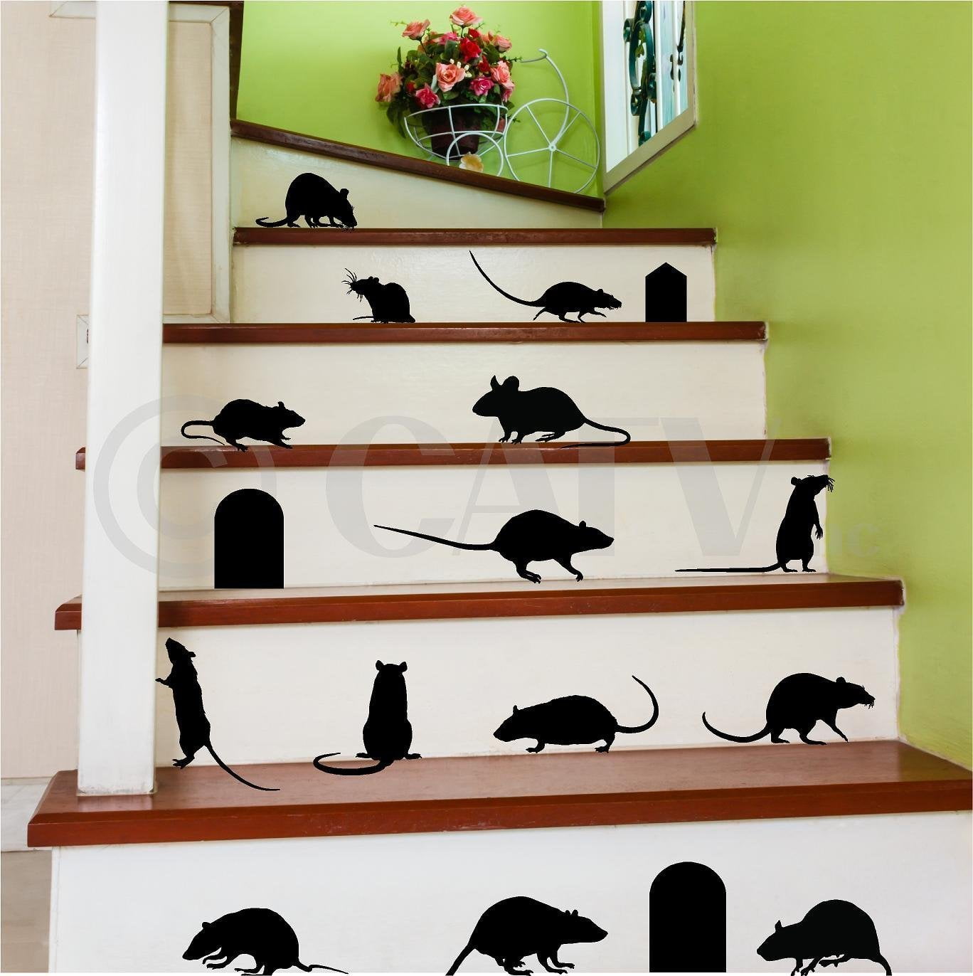Rats and Mice with Rat Holes / Doors Set of 17 Halloween Vinyl Wall ...