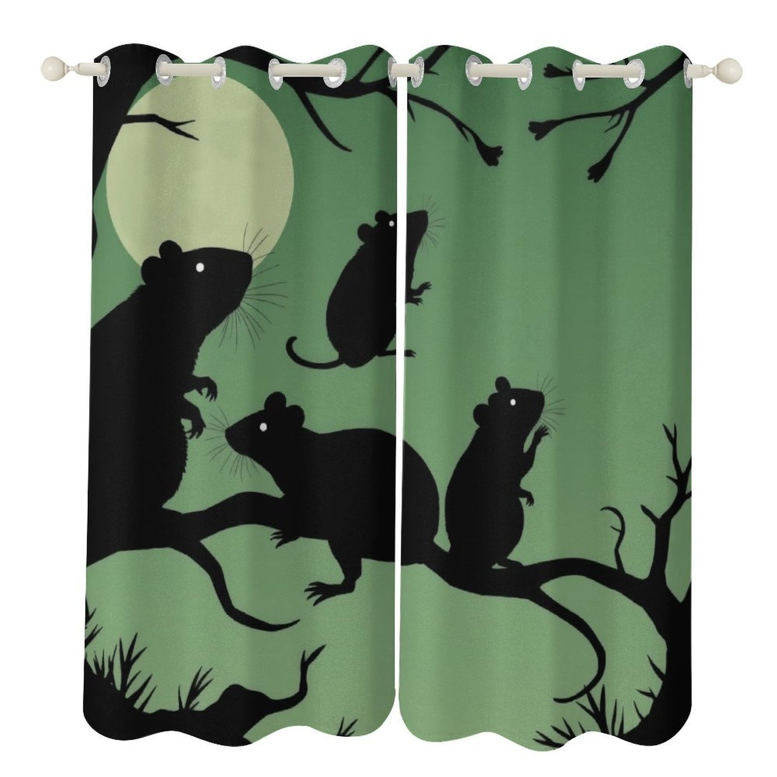 Rats Moonlit Tree Window Curtains Drapes Bedroom Living Room Kitchen ...