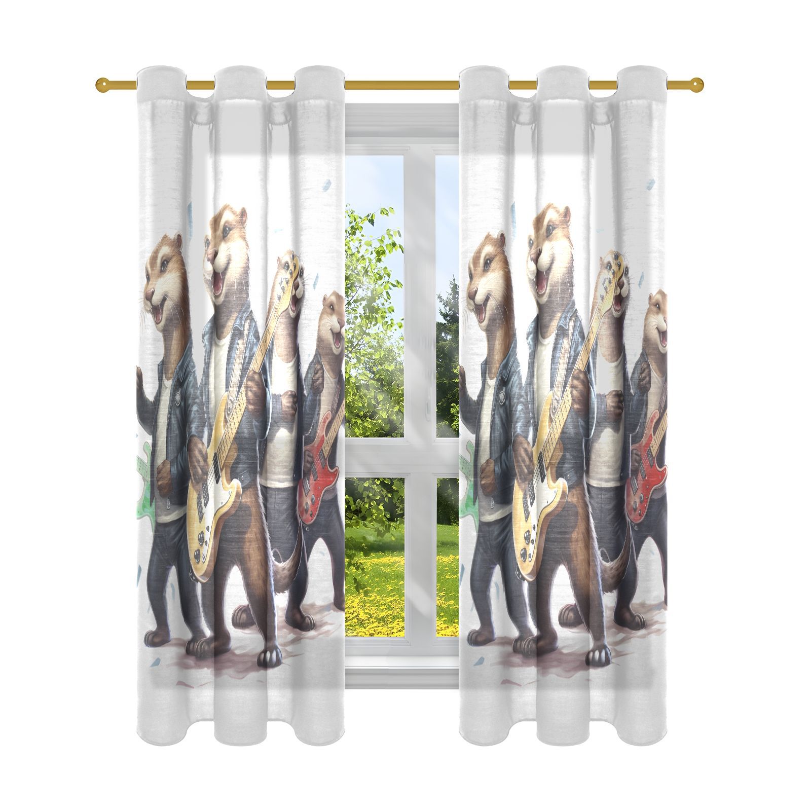 Rats Mouse Guitas Blackout Curtains Patio Door Curtains Window ...