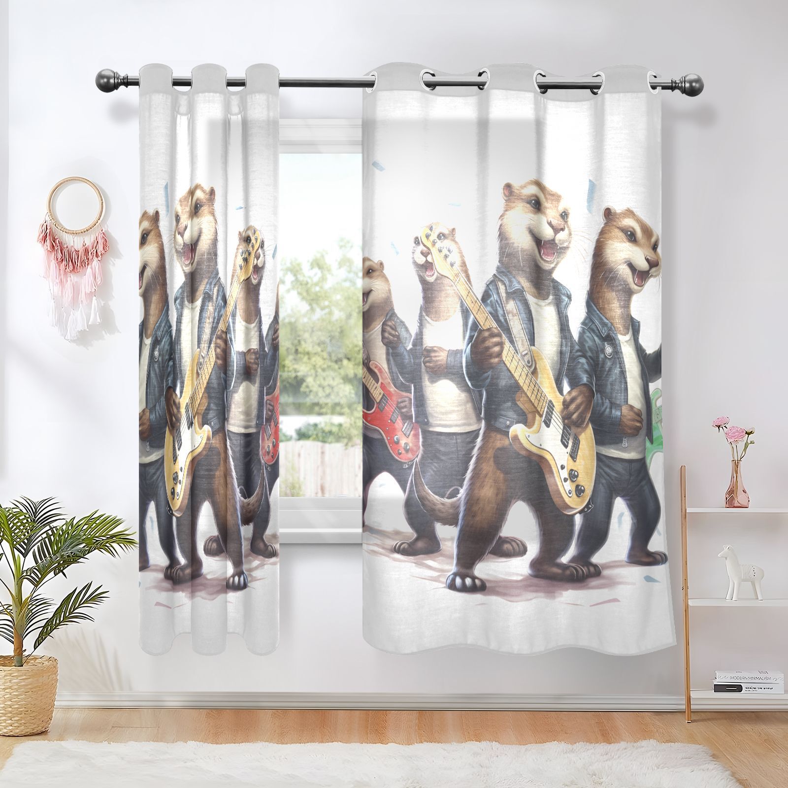 Rats Mouse Guitas Blackout Curtains Thermal Insulation 63 inch Grommet ...