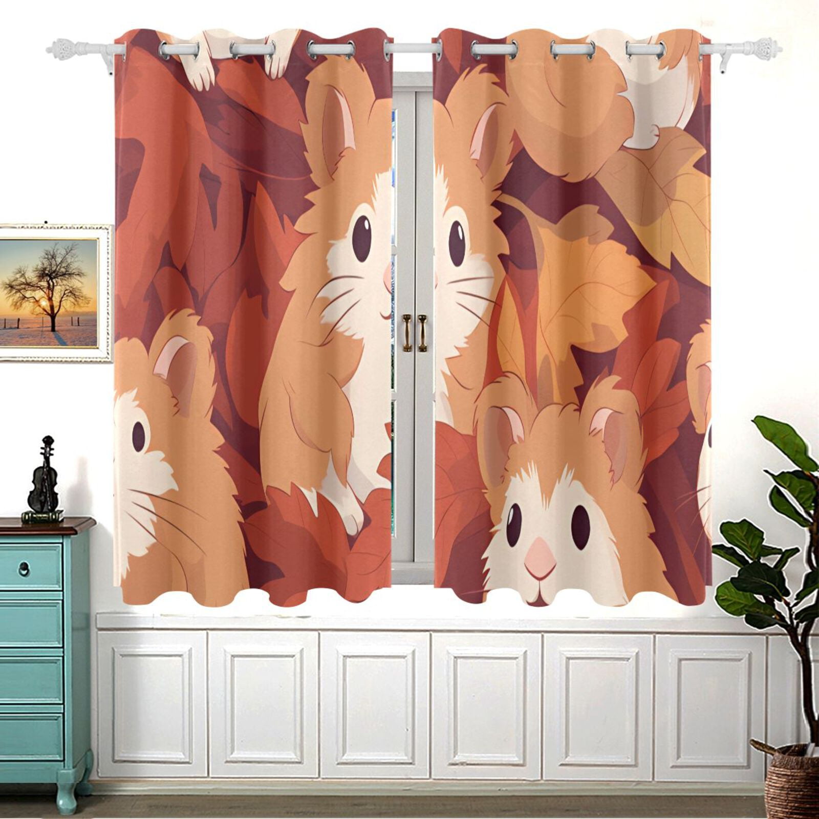 Rats Mouse Leaves 54×55 Inch Black Out Curtains 2 Packs Aesthetic for ...