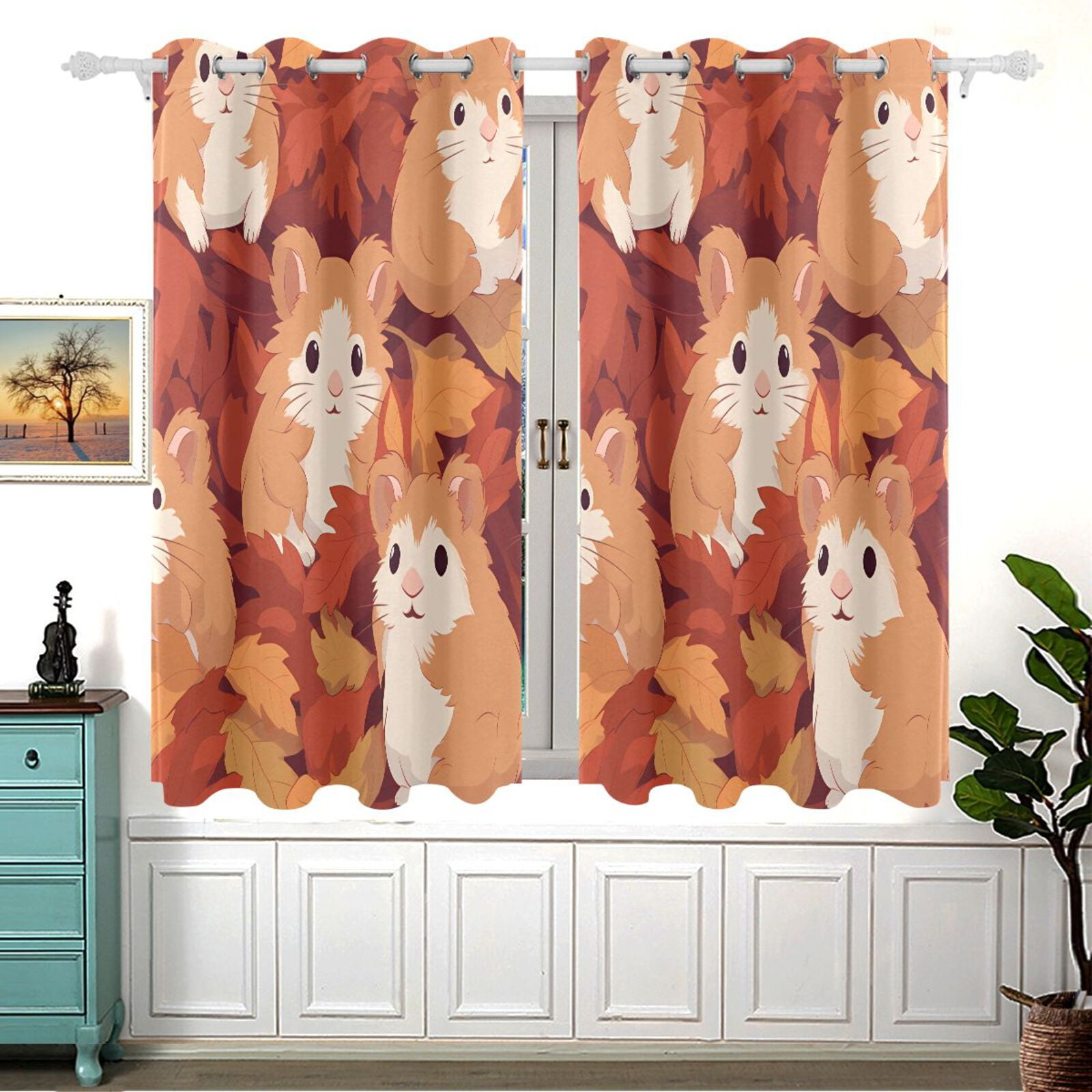 Rats Mouse Leaves Black Out Curtains Aesthetic for Bedroom Living Room ...