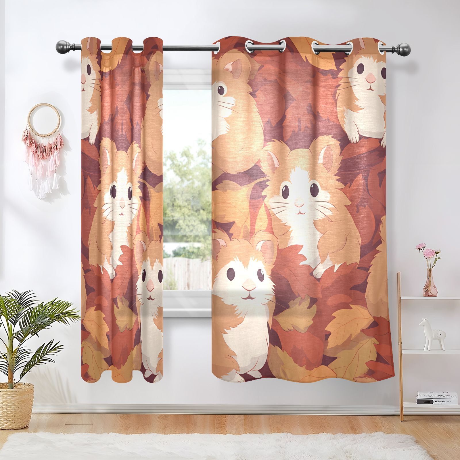Rats Mouse Leaves Blackout Curtains Thermal Insulation 63 inch Grommet ...