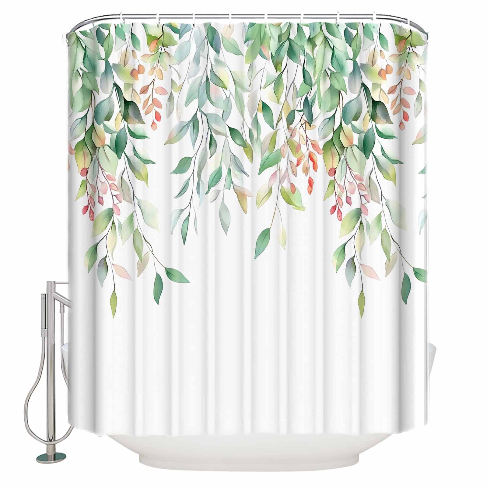 Rattails Leaves Shower Curtain, 60" x 72", Vines Branch Plants ...