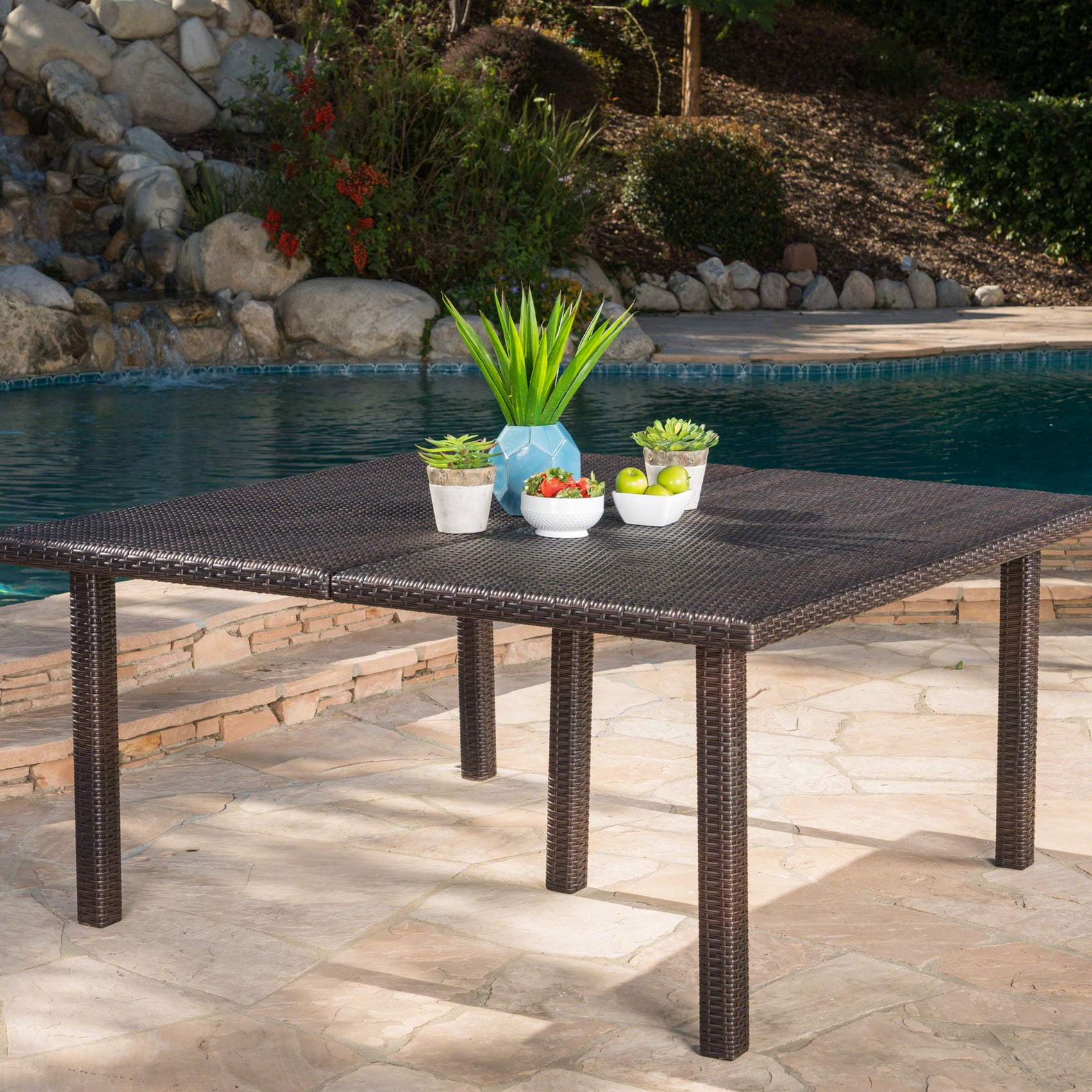 Rattan 64 - inch Square Dining Table for Patio / Meets All Hosting ...
