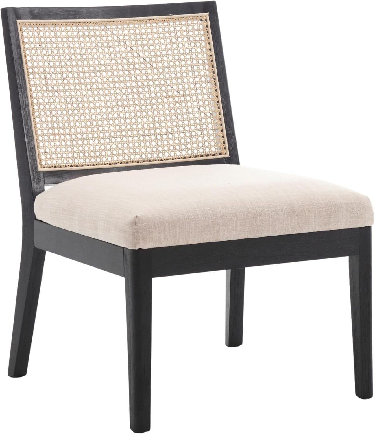 Rattan Accent Chairs Mid Century Mordern Black Wooden Accent Armless ...