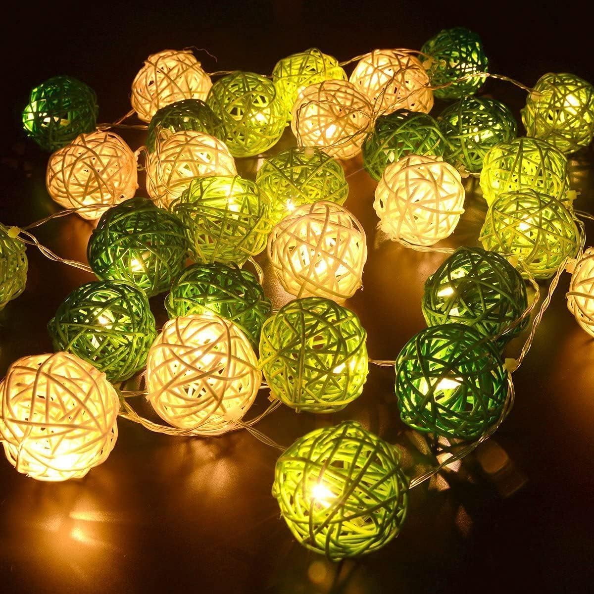 Rattan Ball String Lights, 3M 20LED Multicolor Indoor/Outdoor, LED ...