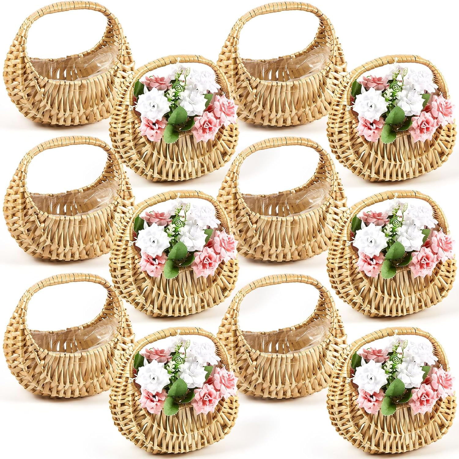 Rattan Basket Half Moon Wicker Basket Willow Straw Basket Small Woven ...