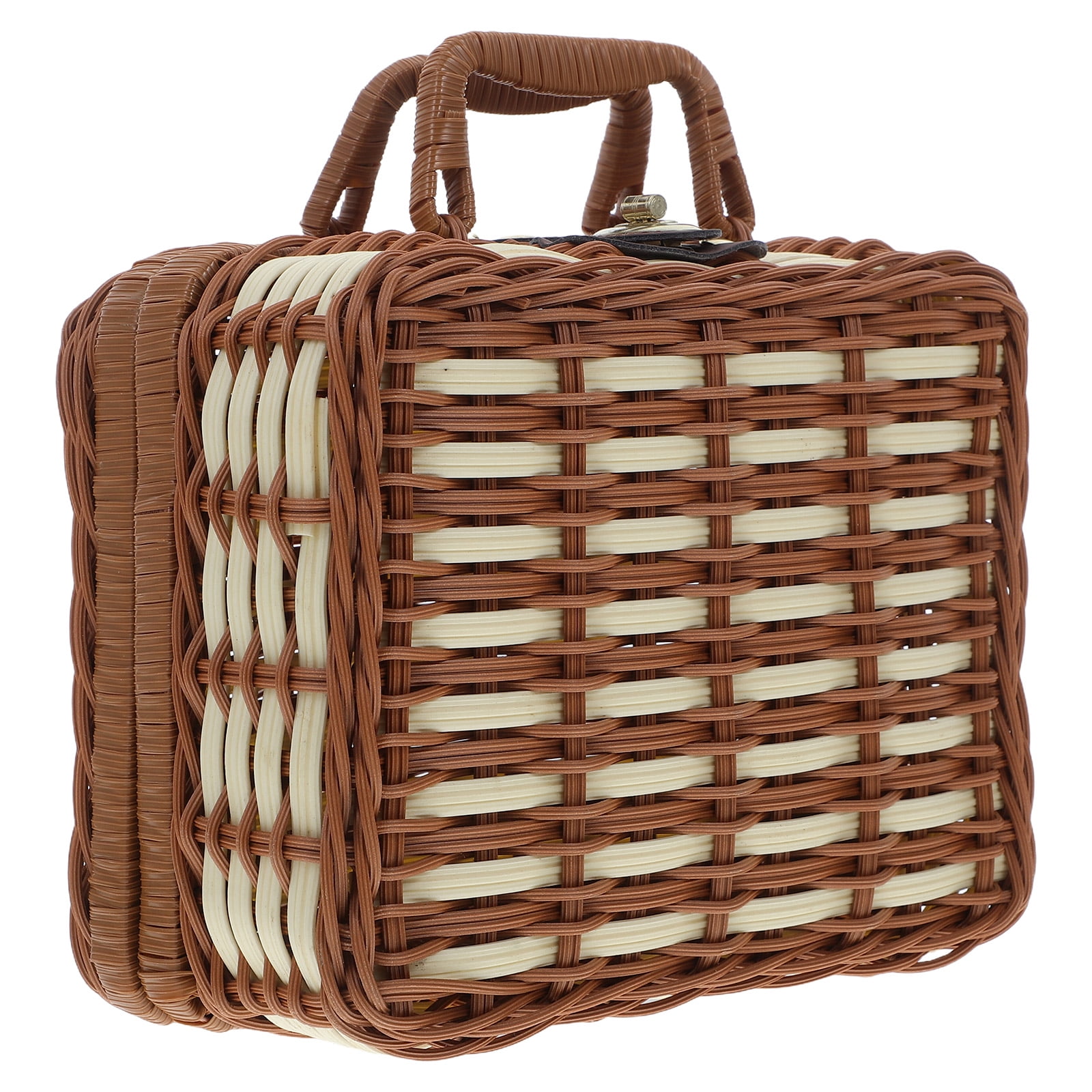 Rattan Basket Suitcase Picnic Imitation Decorative Storage Box Outdoor ...