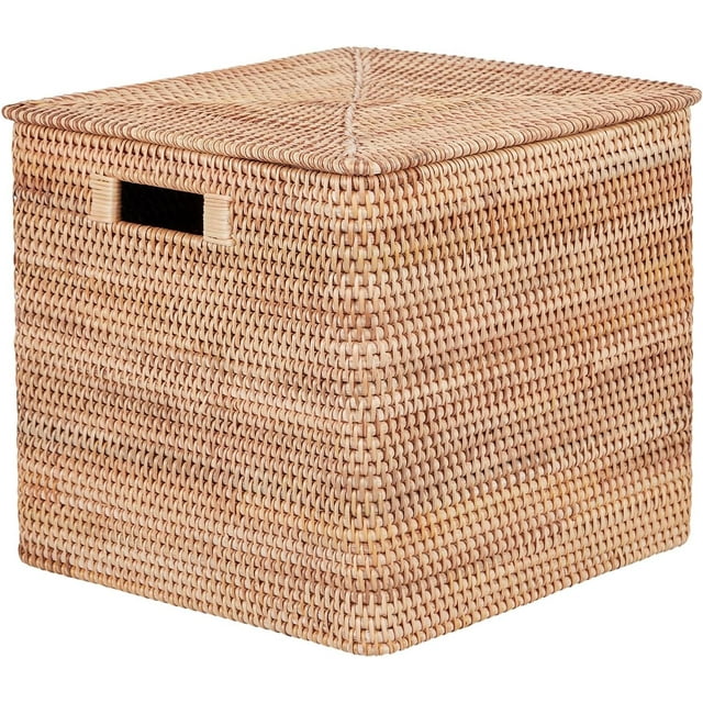 Rattan Basket With Lid, Large Lidded Basket For Storage Square Rattan ...